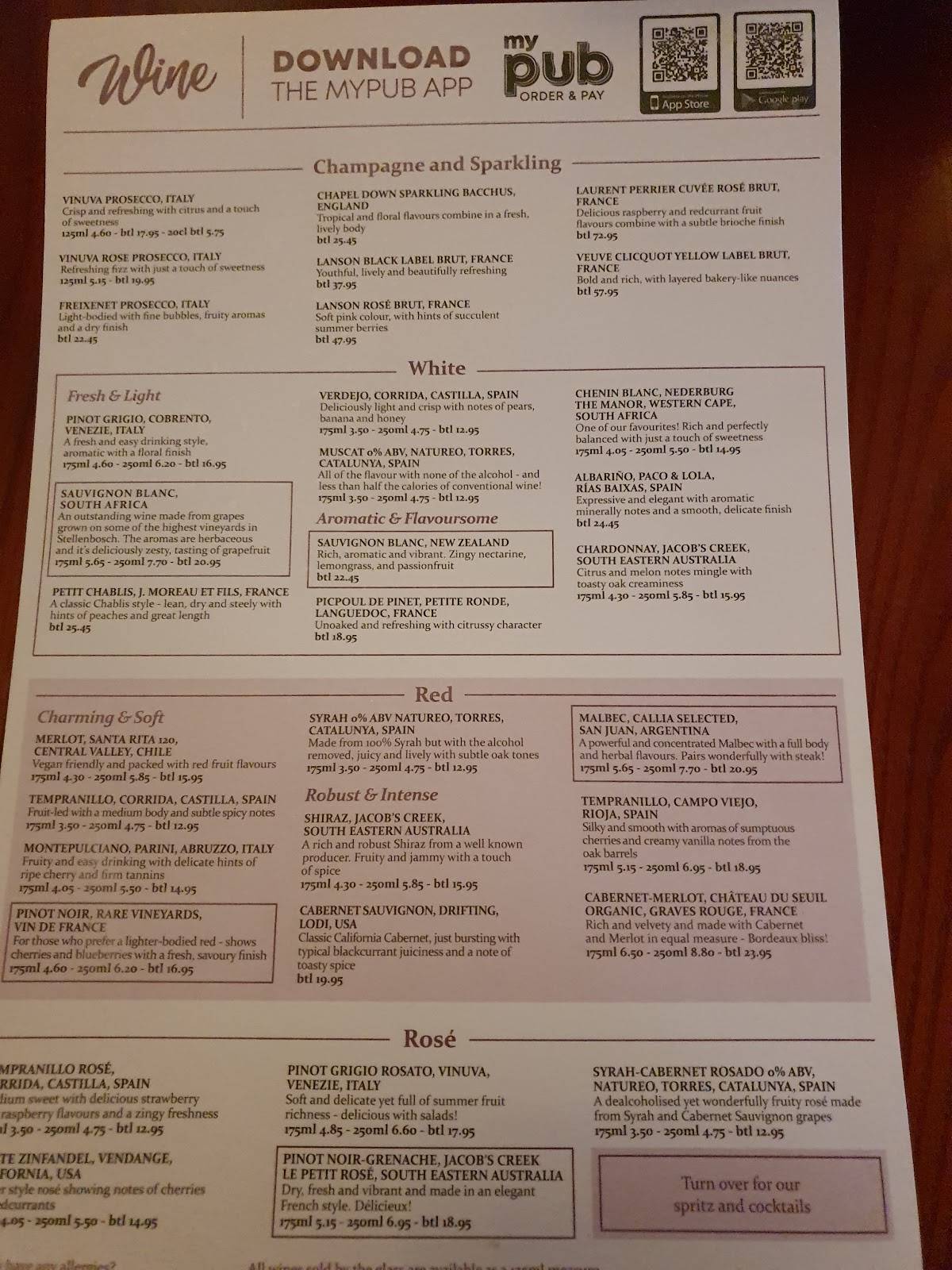 Menu at Abbey Shrewsbury pub & bar, Shrewsbury, 83 Monkmoor Rd