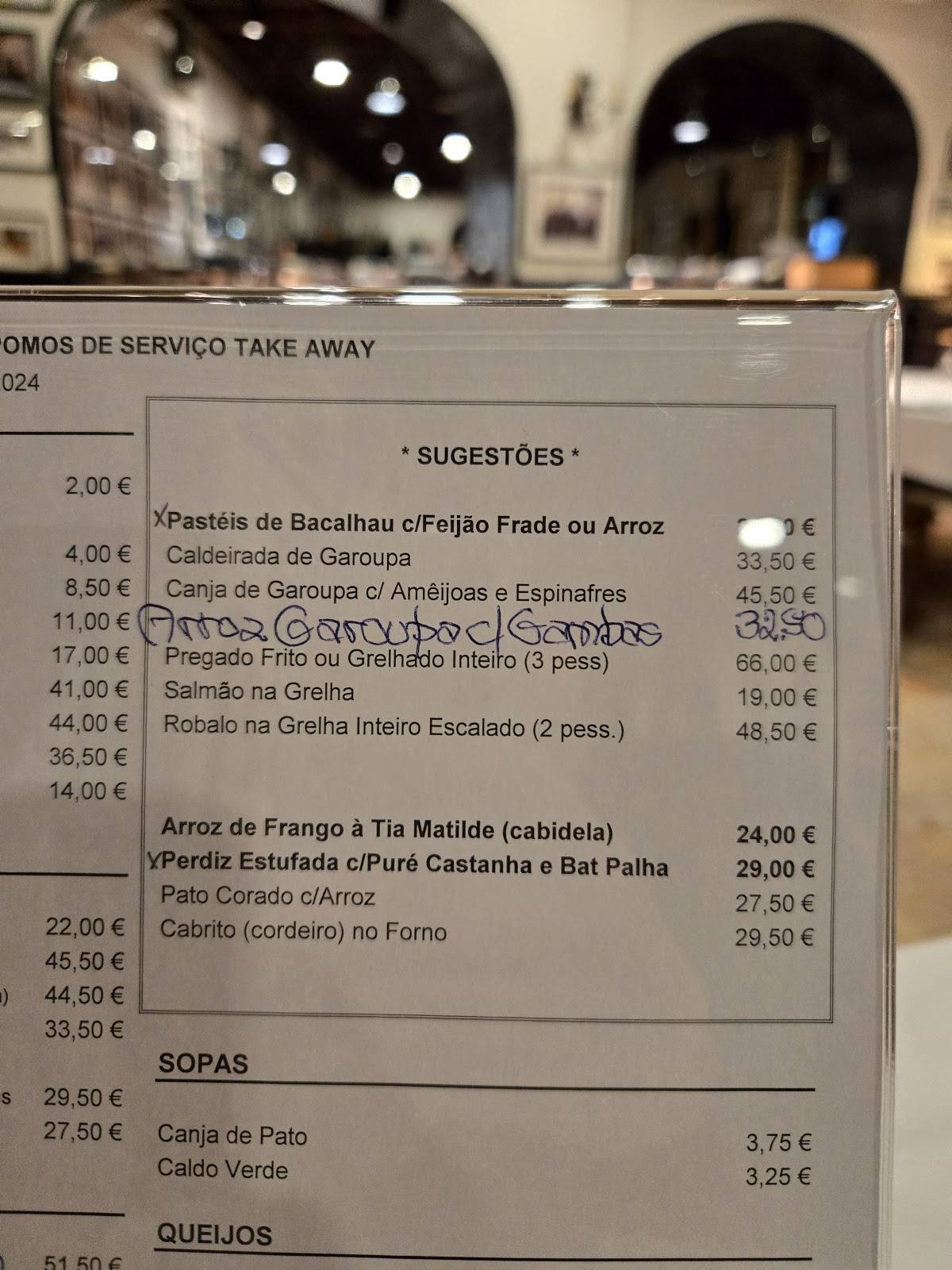 Menu em Adega da Tia Matilde restaurante, Lisboa