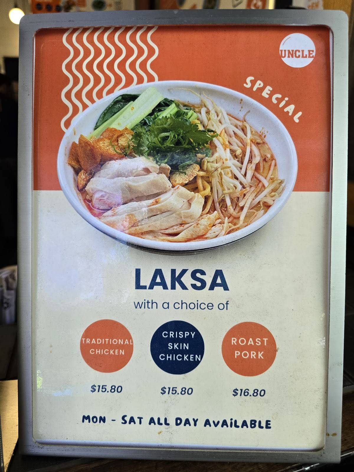 Menu at Uncle Authentic Chicken Rice （ Uncle 海南鸡饭专门店） restaurant, Adelaide