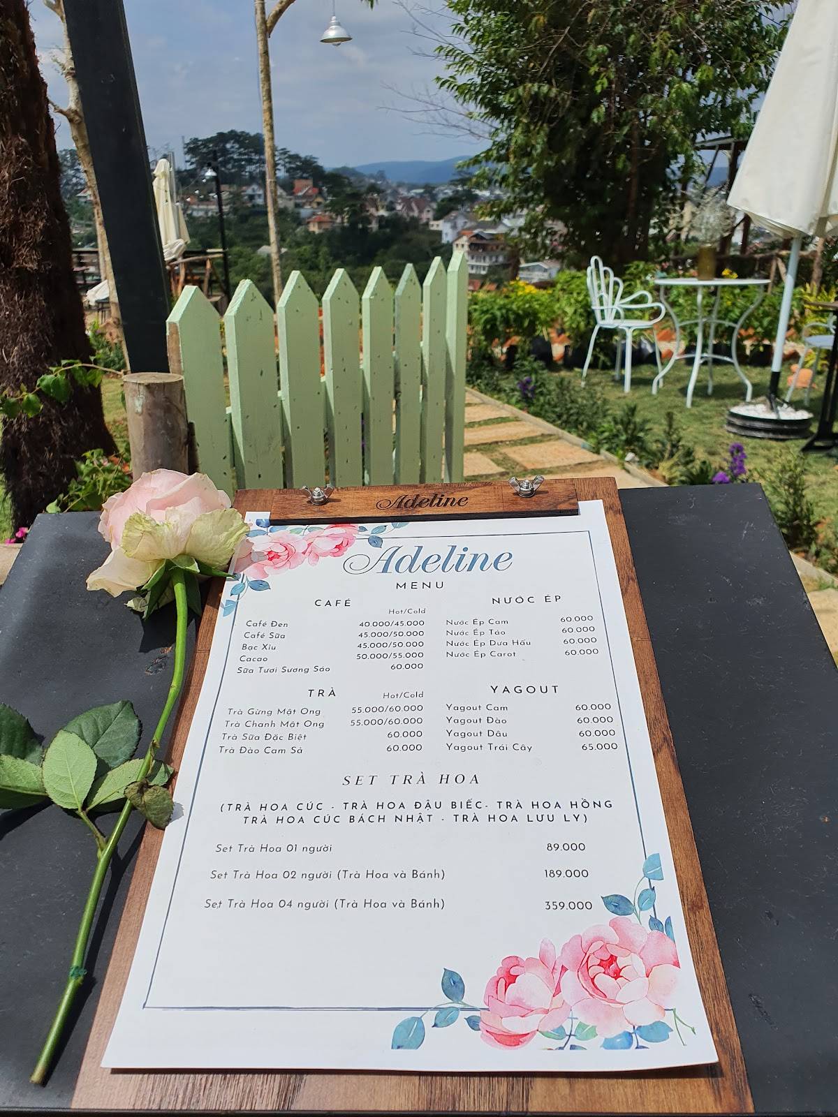 Menu at Adeline Đà Lạt cafe, Dalat