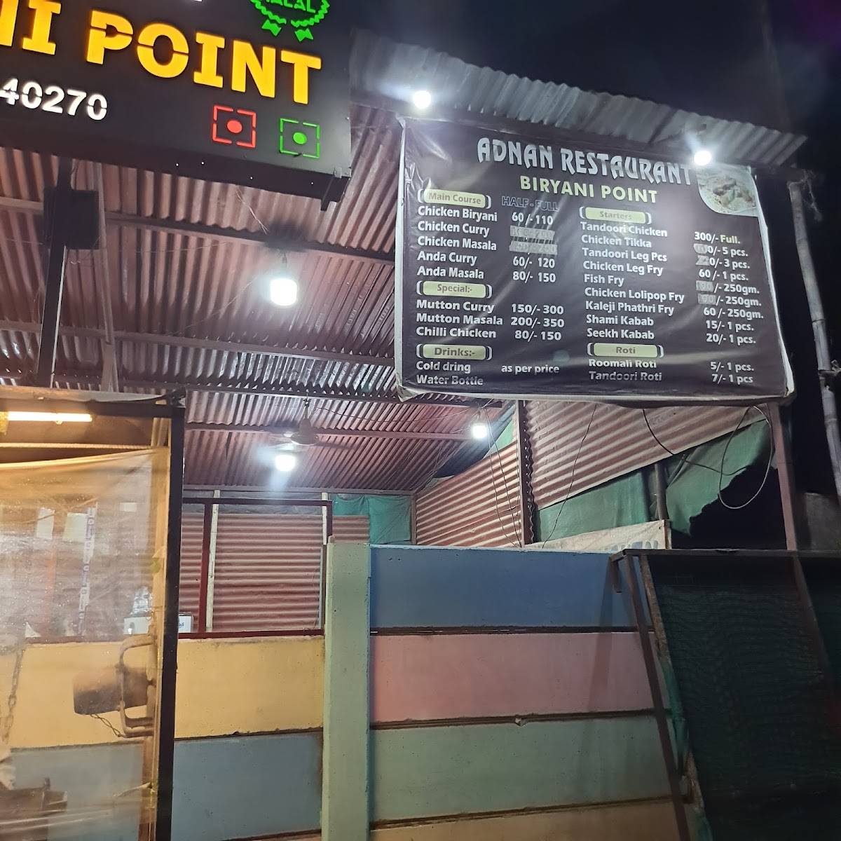 Menu at Adnan biryani point & curry, Bhopal