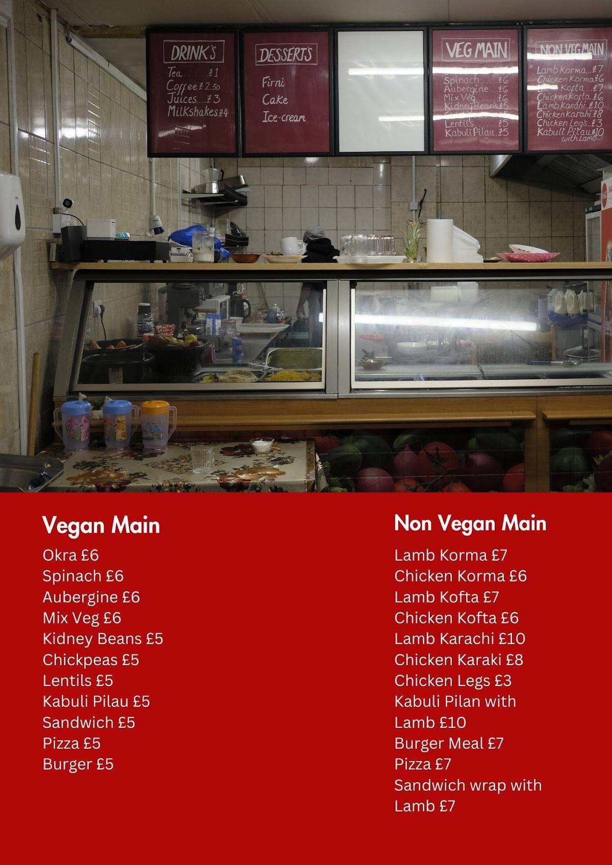 Menu at Afghan Tasty Corner restaurant, Bristol