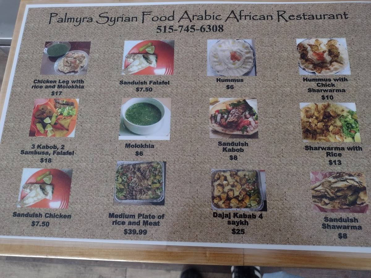 Menu at Africana Halal Restaurant, Des Moines