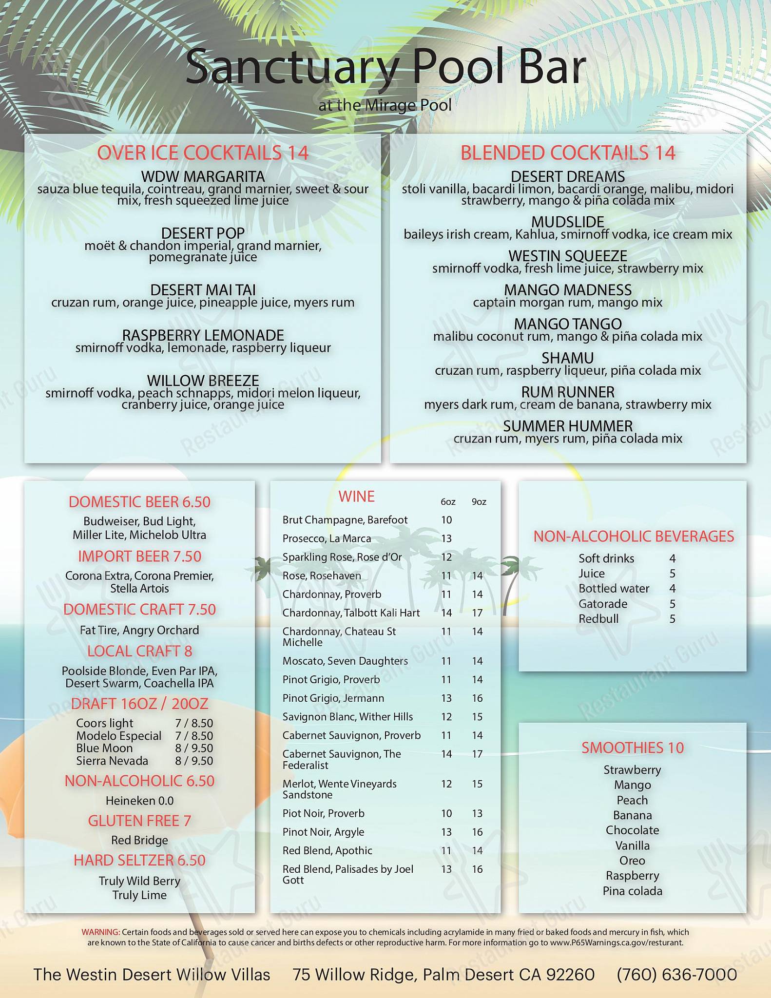 Menu at Agave Grill & Bar, Palm Desert