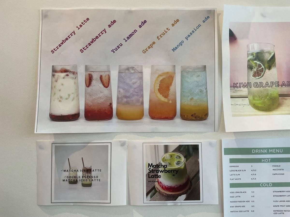 Menu at Ah-Room desserts, Cairns City