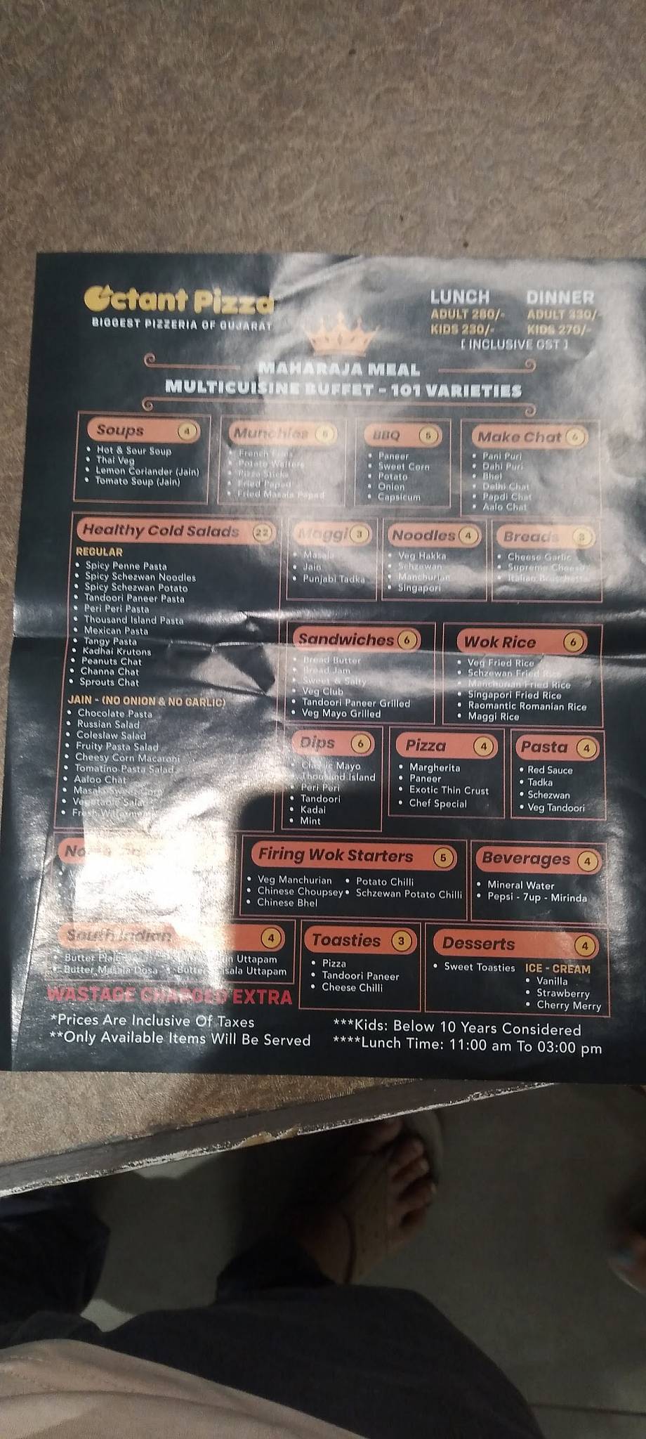 Menu at Octant Pizza, Ahmedabad