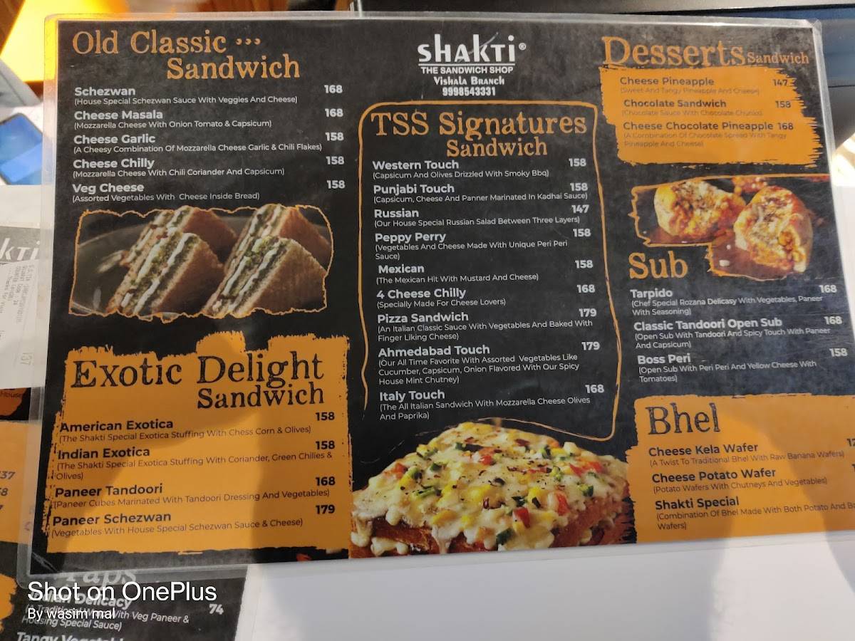 Menu at Shakti Sandwich Vishala, Ahmedabad