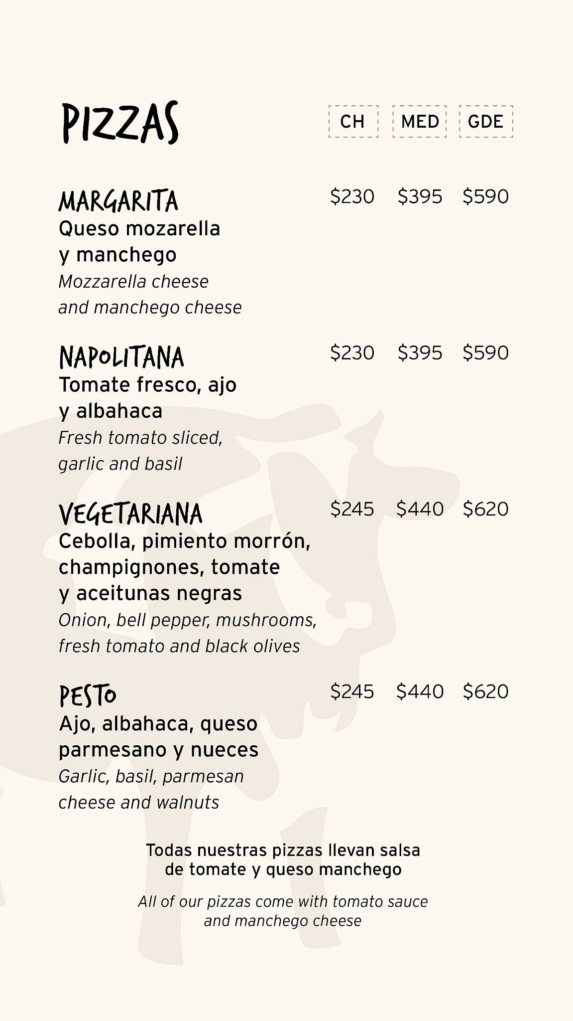 Carta del restaurante Al Chimichurri Cancún, Cancún