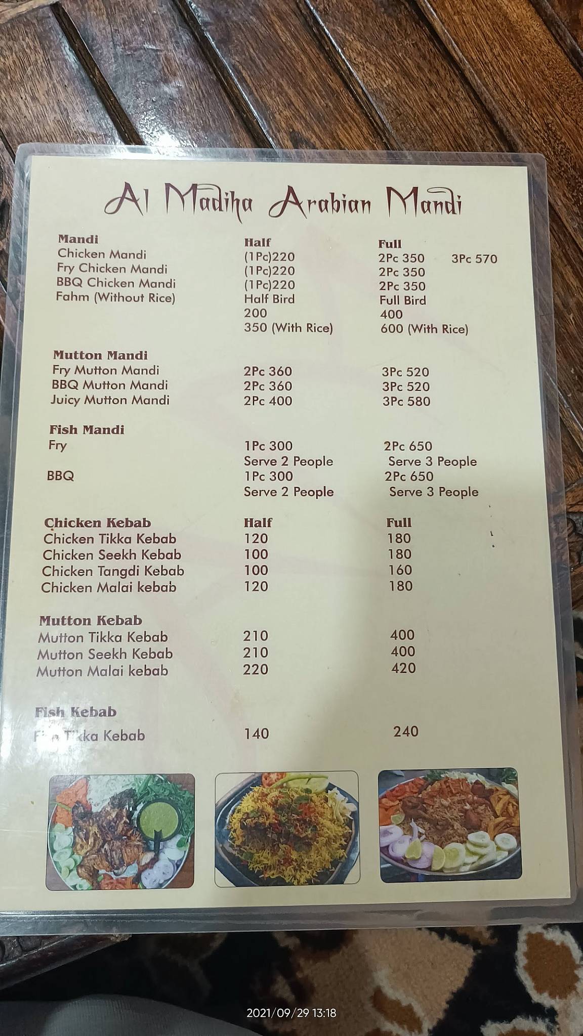 Menu at Mandi place, Hyderabad, FHMG+3X3