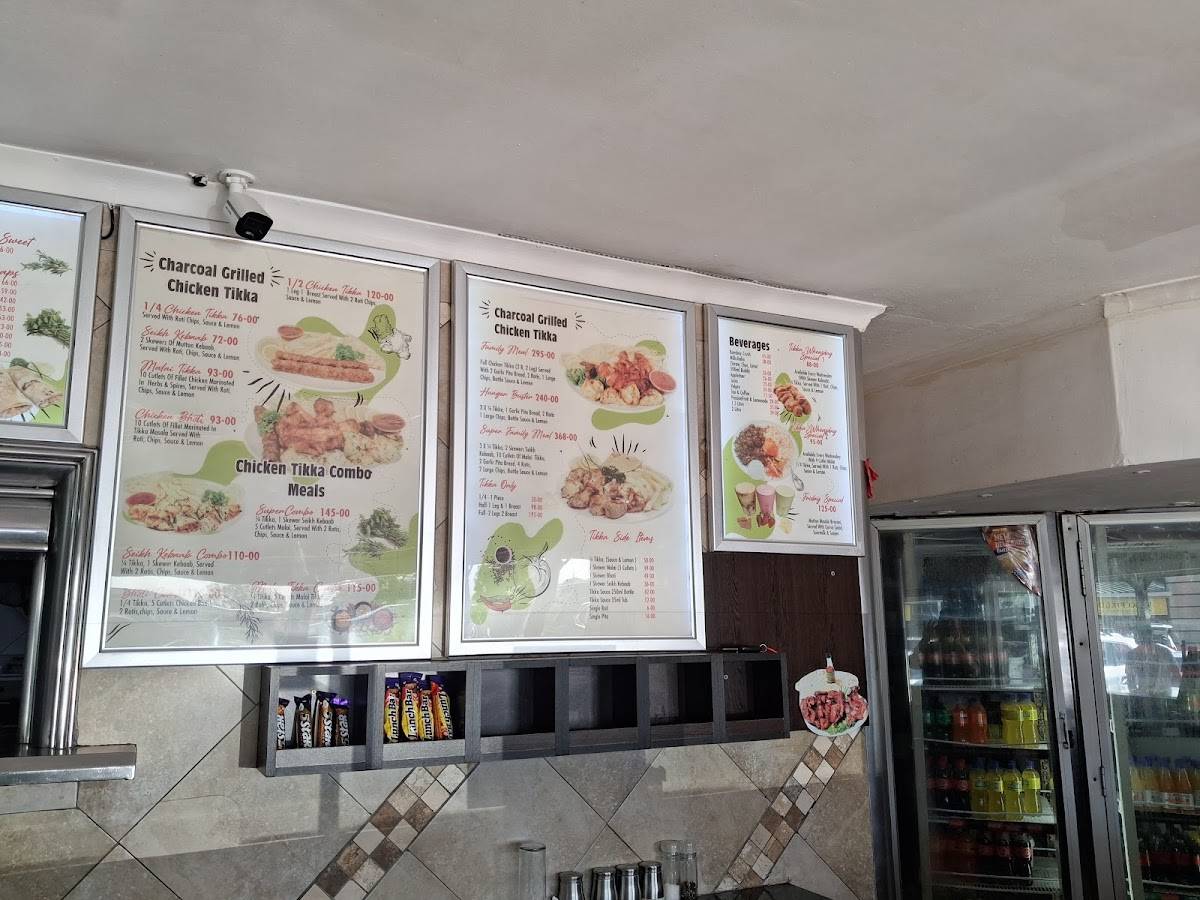 Menu at Al-Sameer's restaurant, Durban