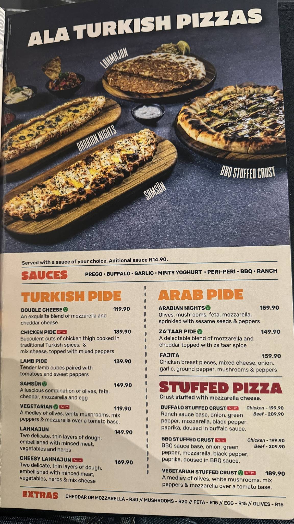 Menu at Ala Turkish Restaurant, Cape Town