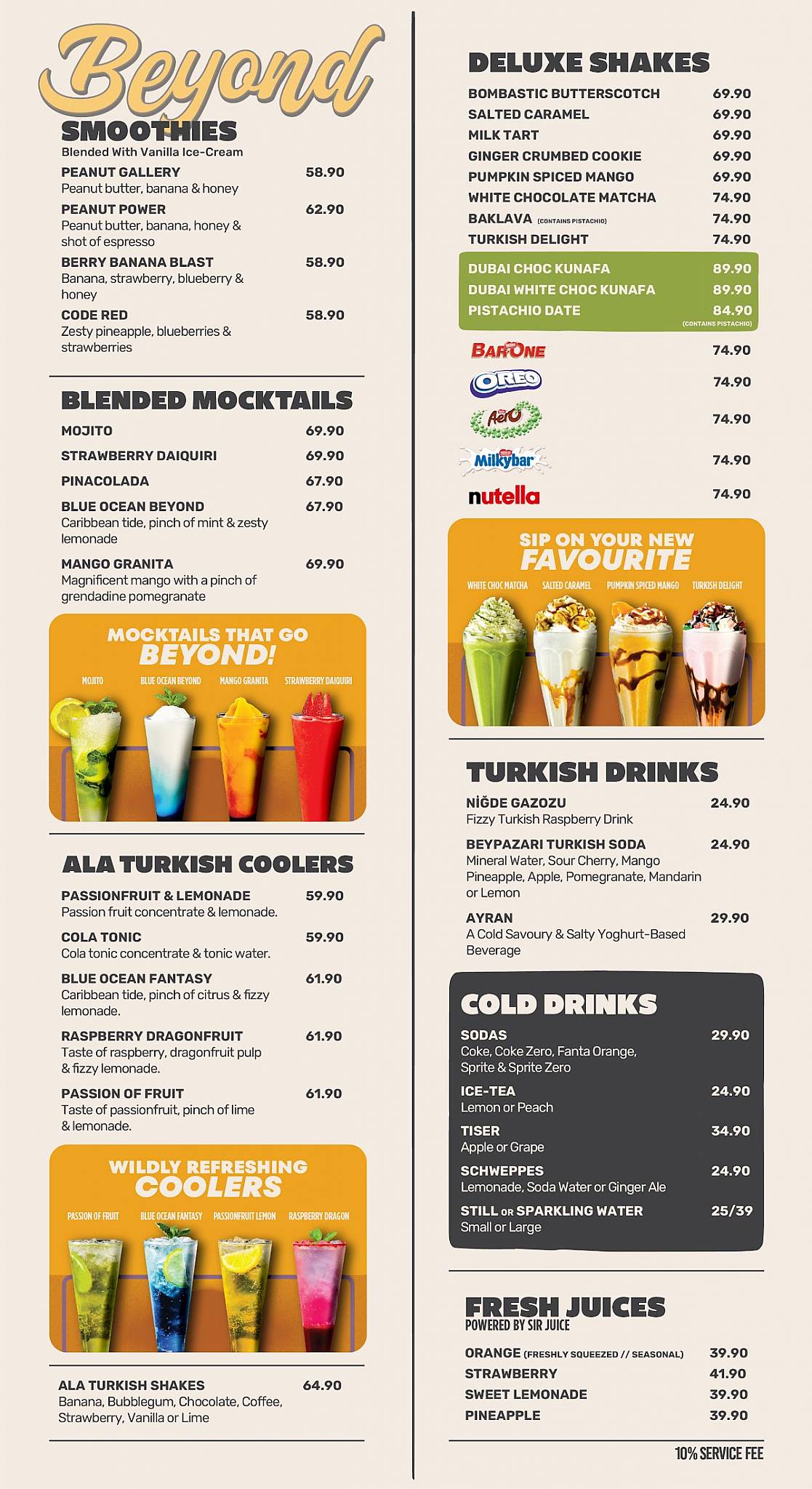 Menu at Ala Turkish Restaurant, Cape Town