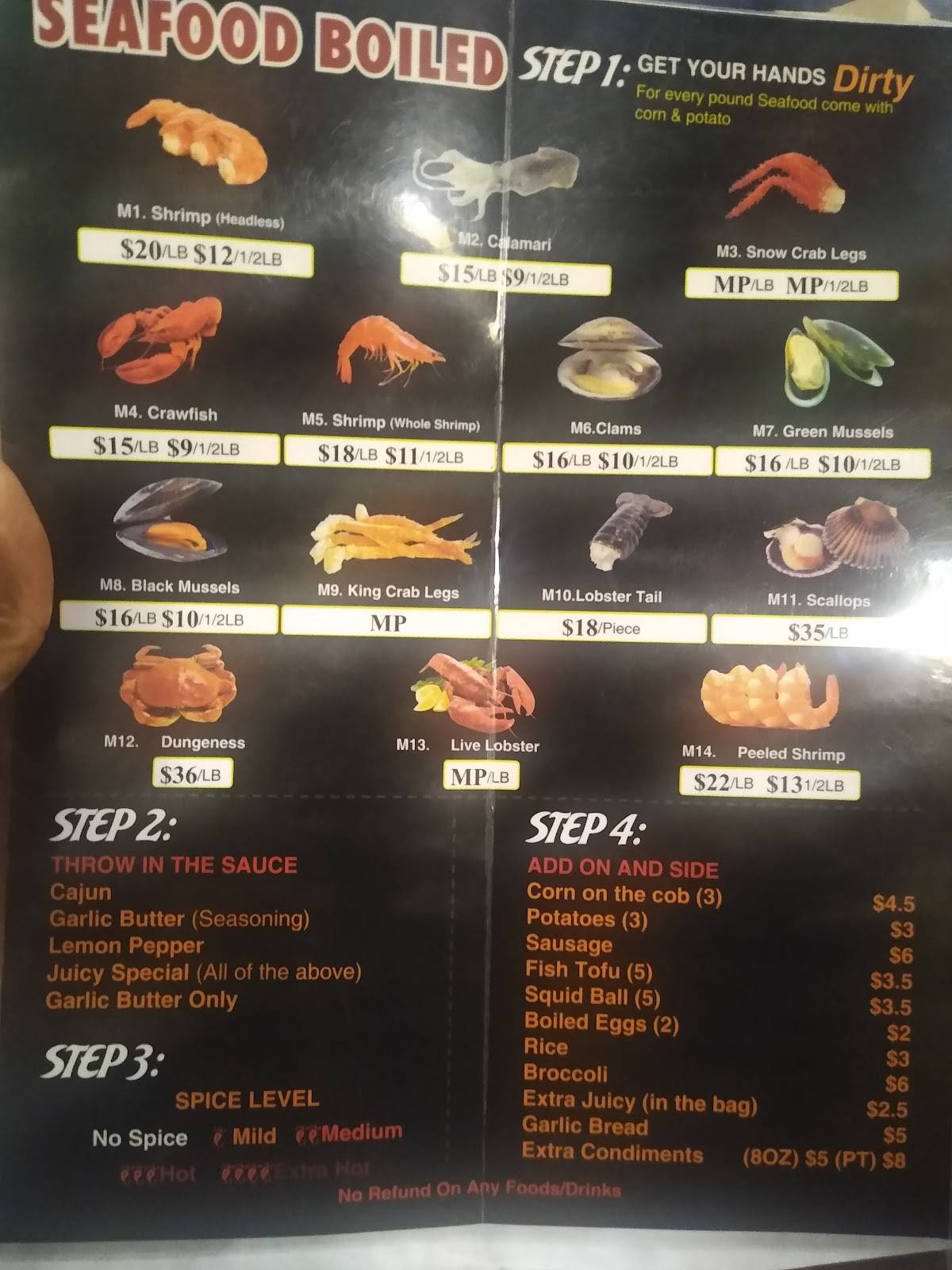 Menu at Alaska Crab pub & bar, Moreno Valley