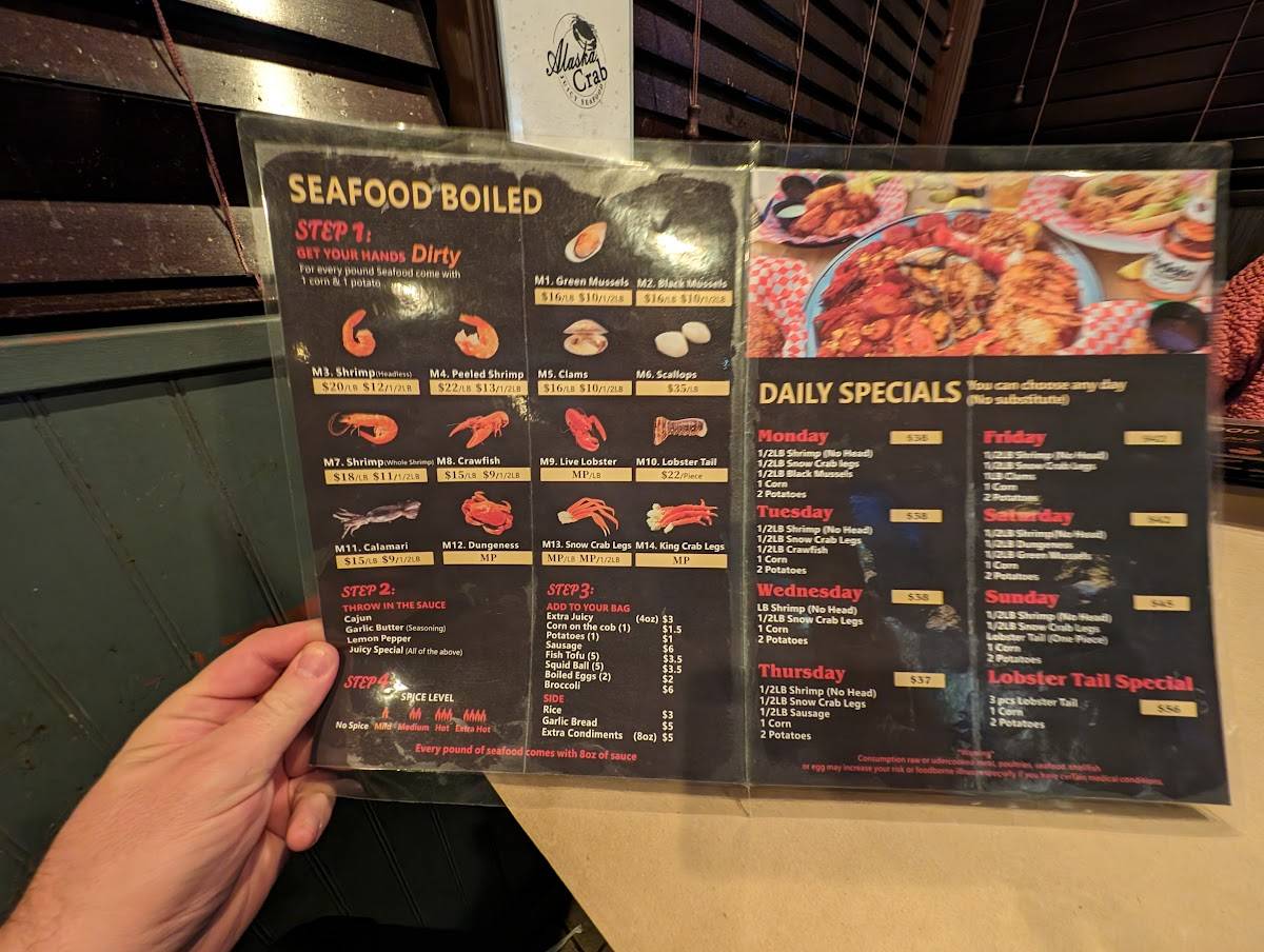 Menu at Alaska Crab restaurant, Moreno Valley