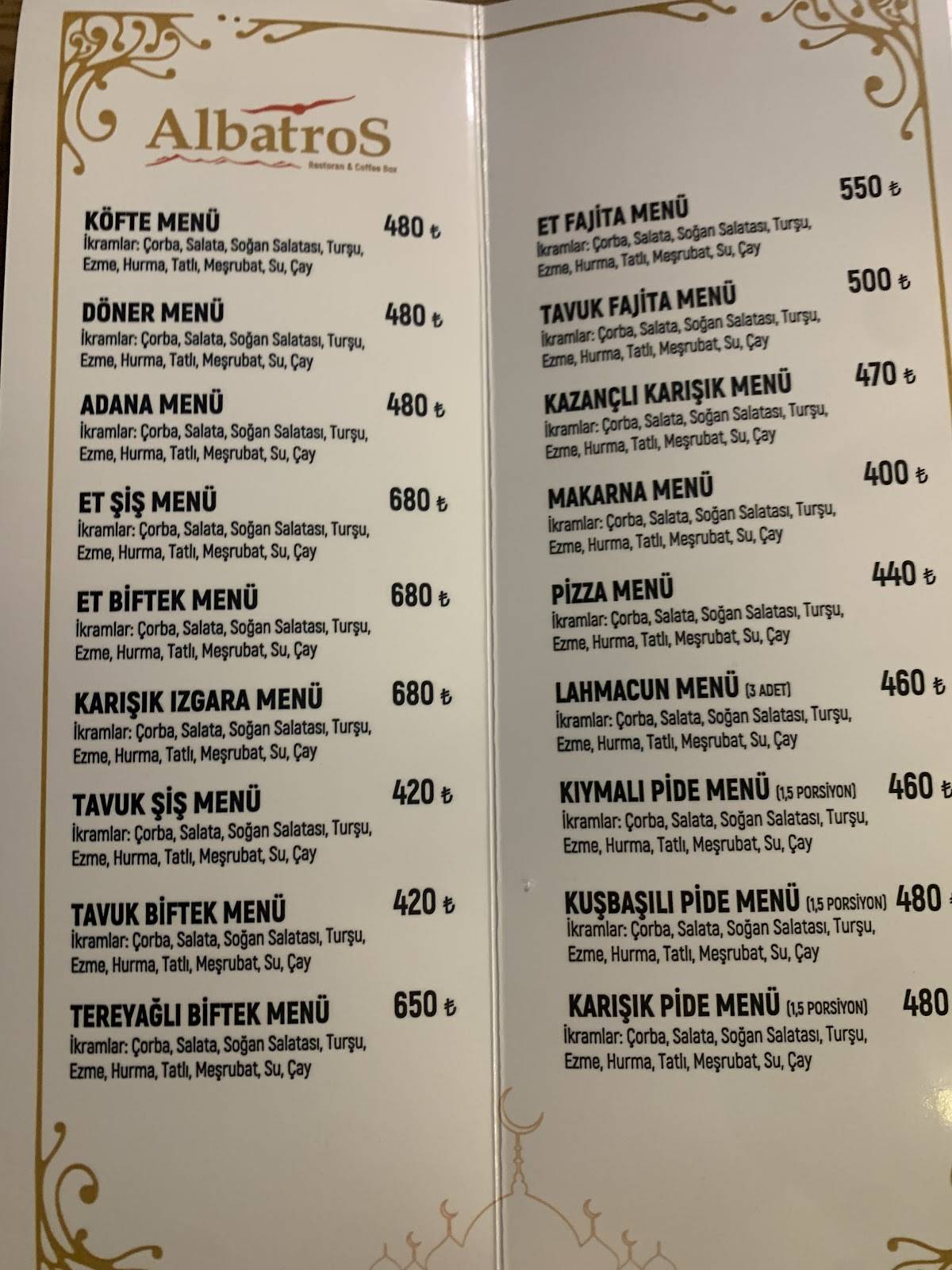 Menu at Albatros Restaurant Cafe Sivas, Sivas, CUMHURİYET ÜNİVERSİTESİ ...
