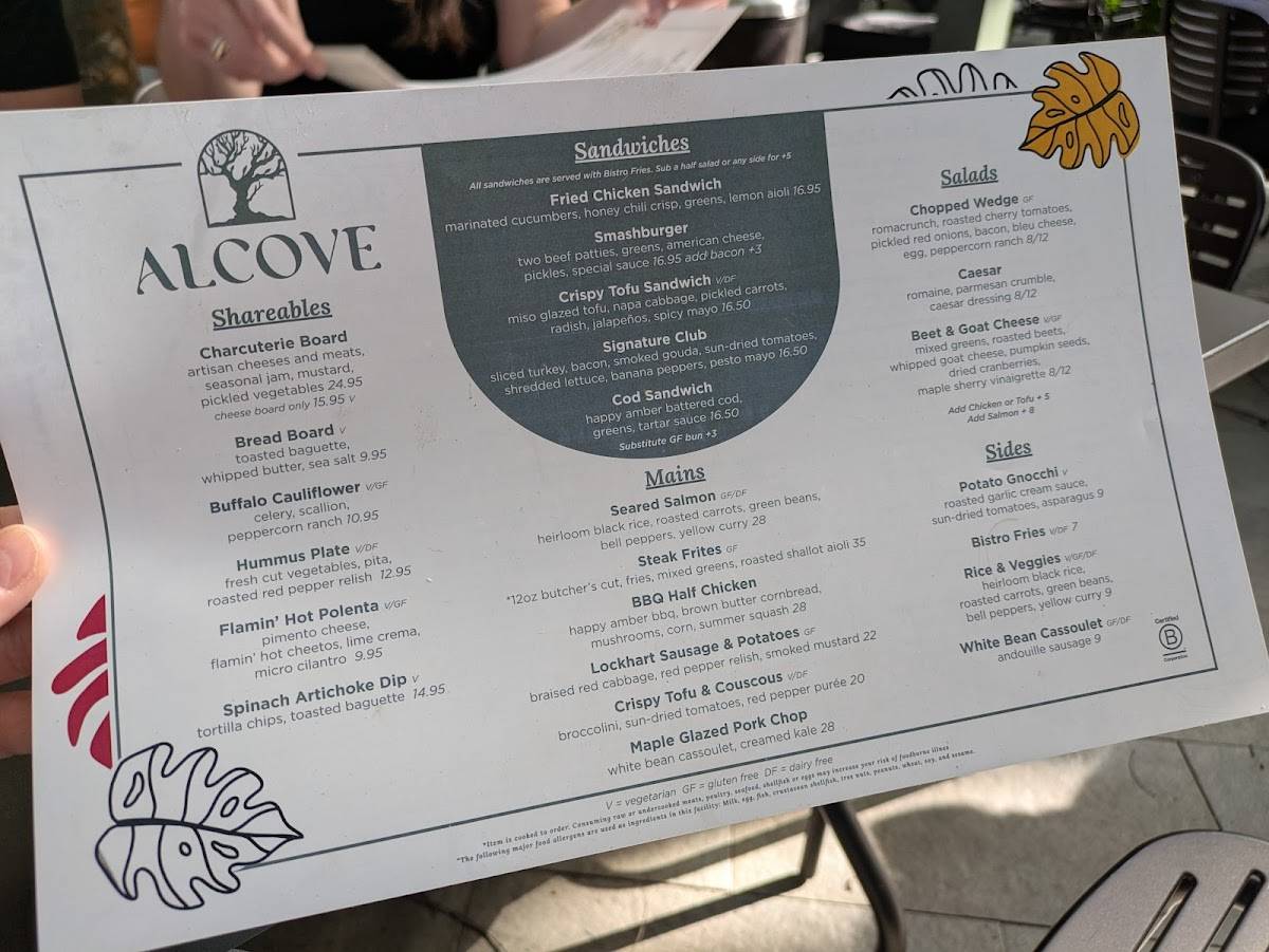 Menu at Alcove by MadTree Brewing pub & bar, Cincinnati