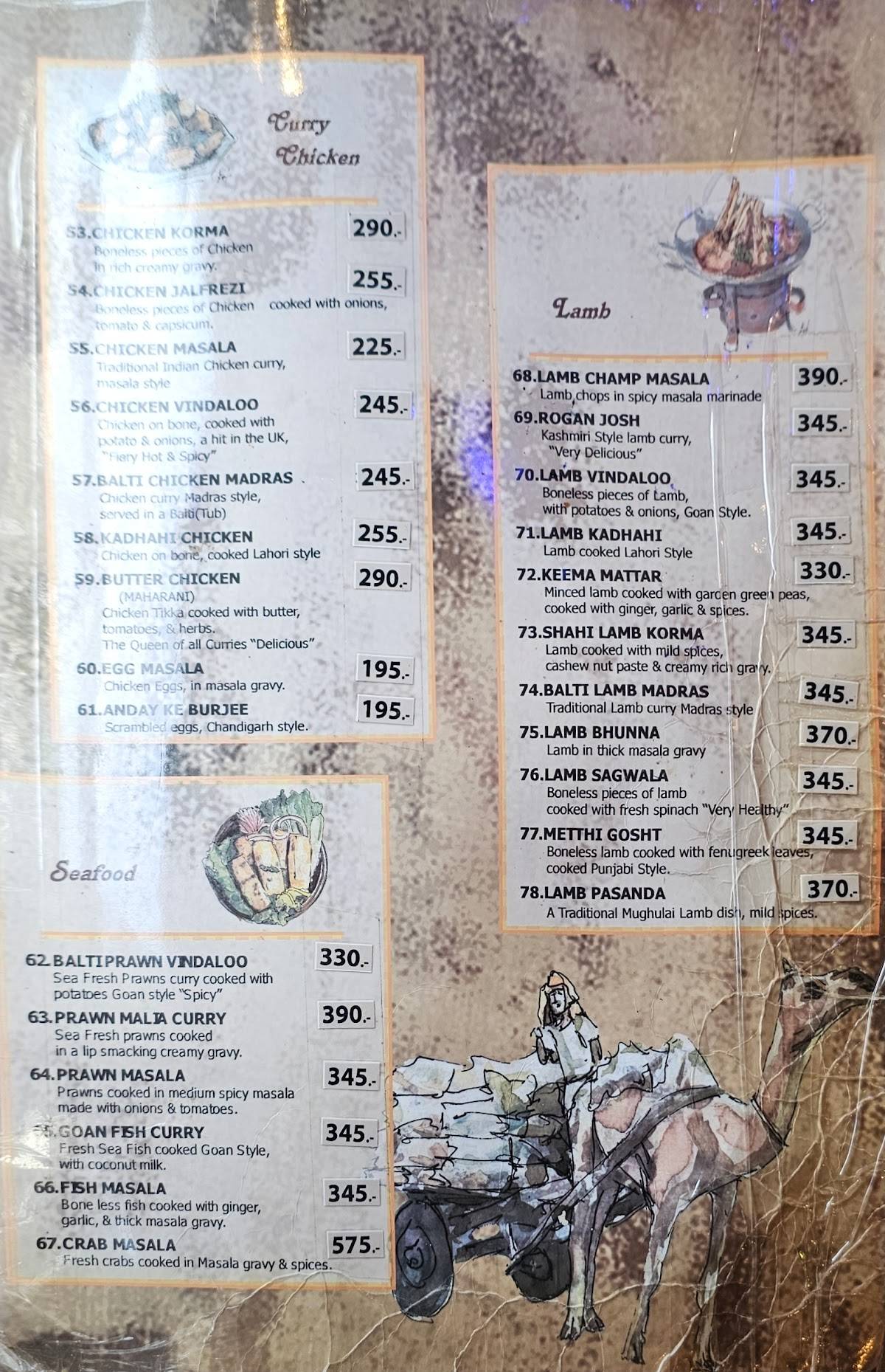 Menu at Alibaba Tandoori & Curry restaurant, Pattaya City