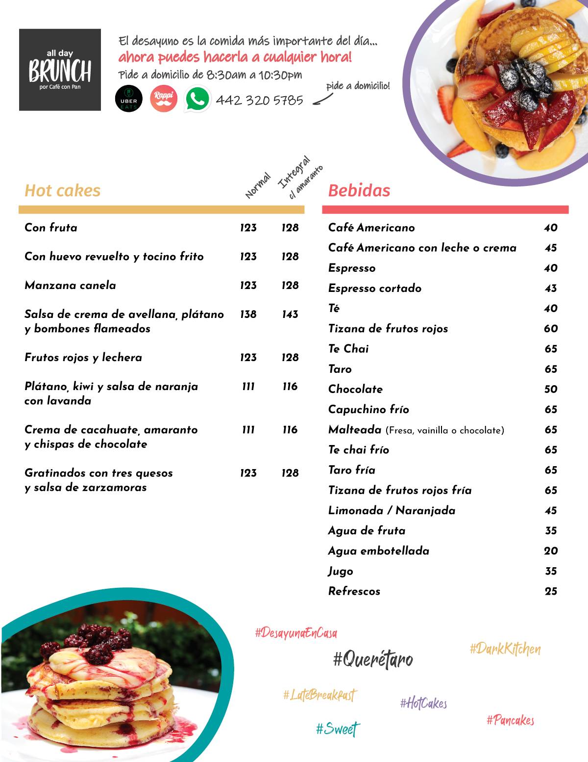 Menu at All day Brunch restaurant, Santiago de Querétaro