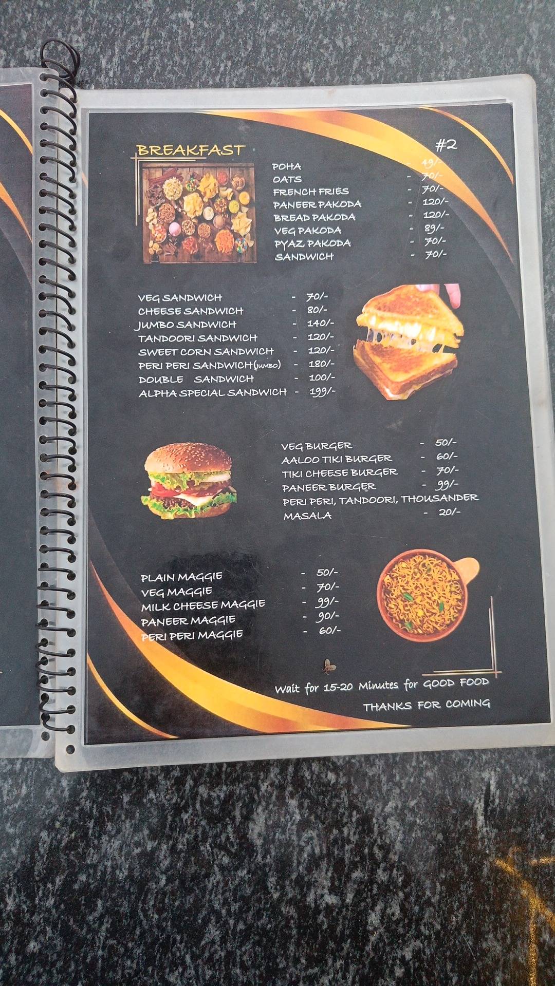 Menu at Alpha Café & Restaurant, Kekri