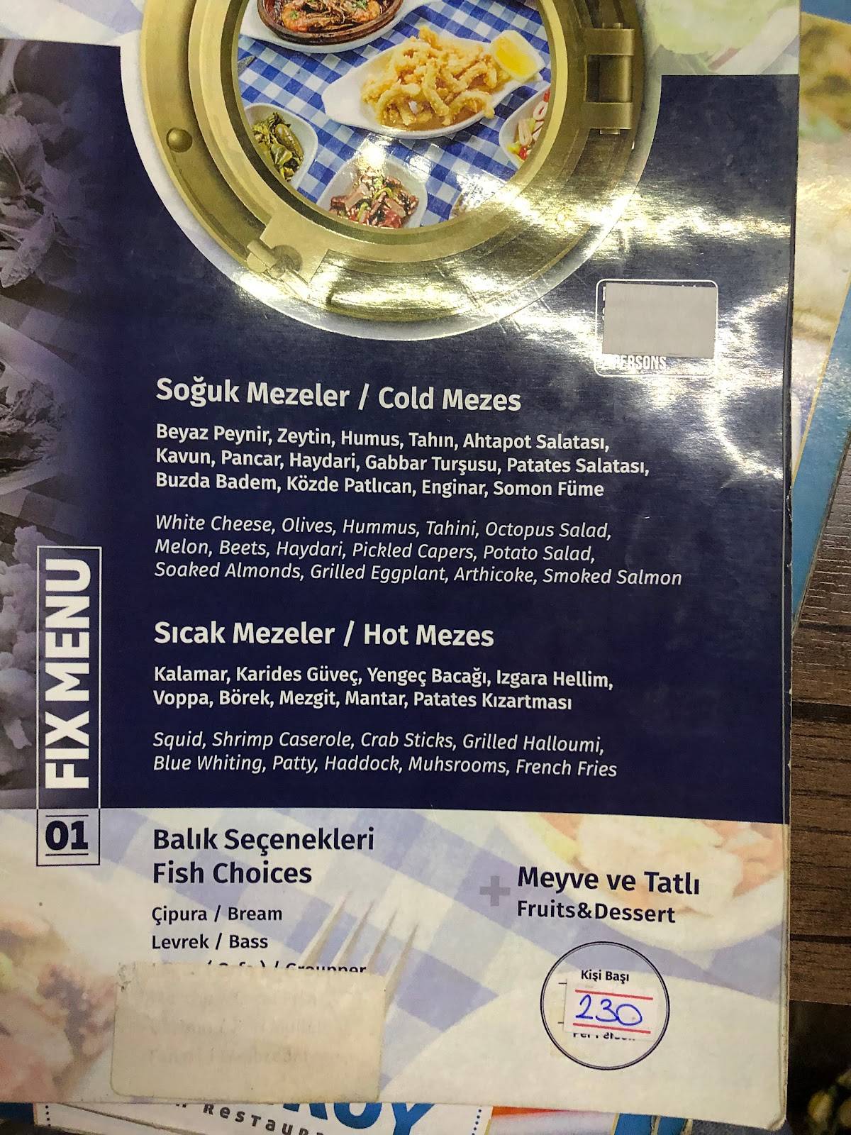 Menu at Altın Koy Restaurant., Cyprus