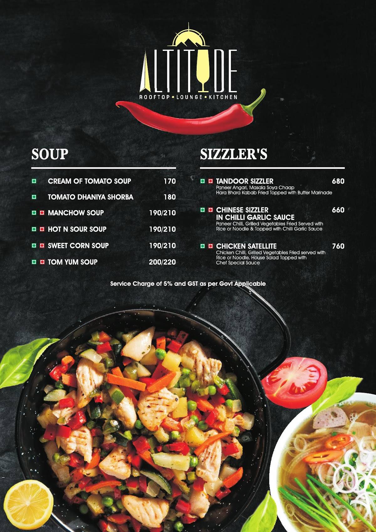 Menu at Altitude Rooftop Restaurant & Lounge, Agra