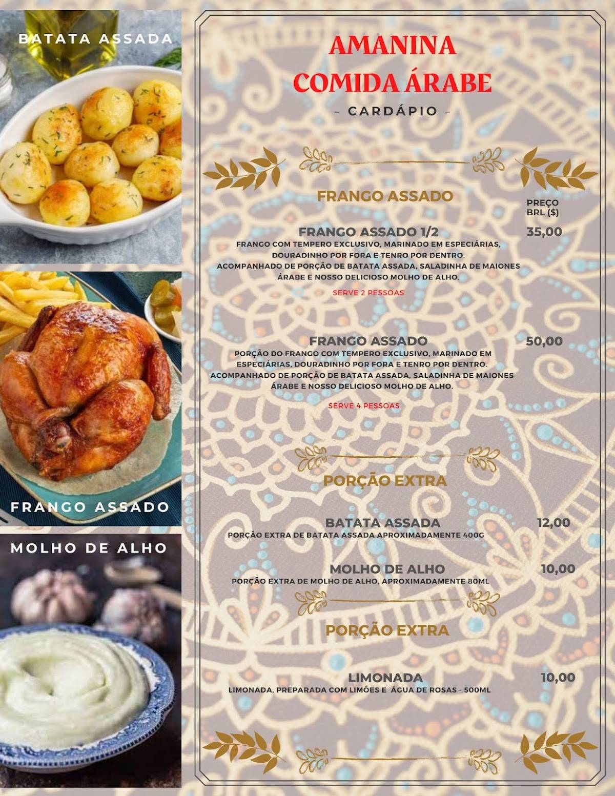Carta del restaurante Amanina Arabic Food, São Paulo, R. Dr. Mário del ...
