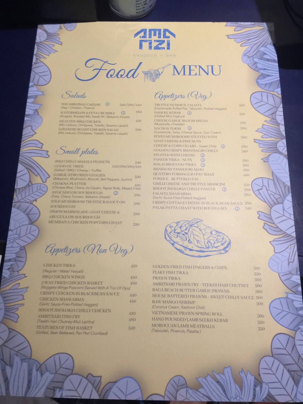 Menu at Amanzi Sky Deck and Bar, Mumbai