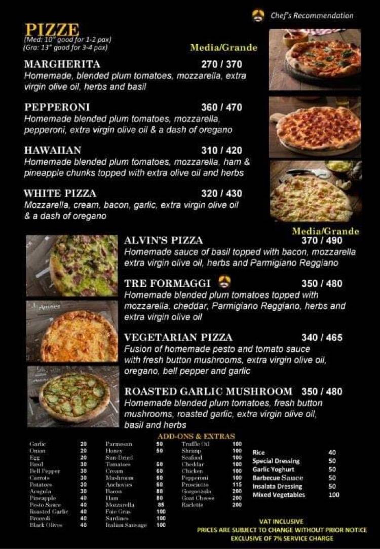 Menu at Amare La Cucina Nuvali restaurant, Santa Rosa, Ground floor bldg. C