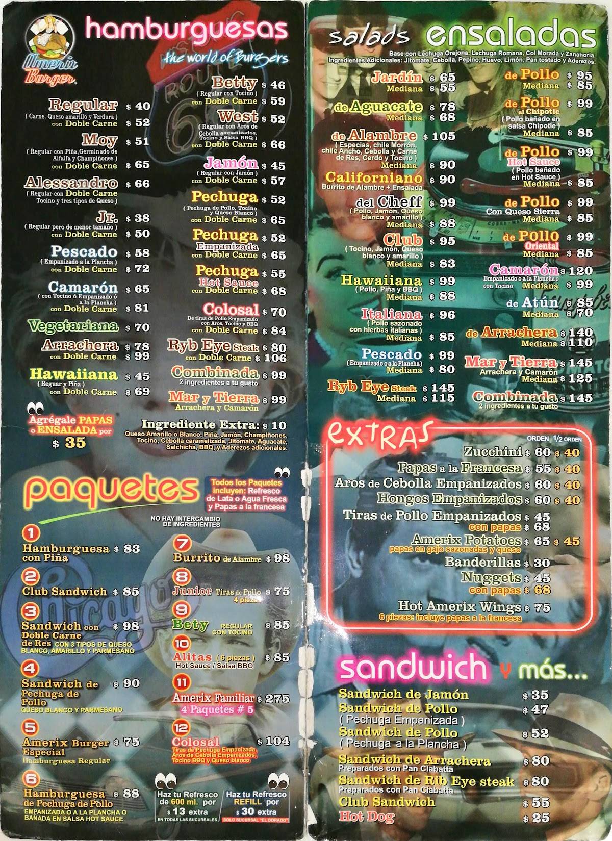 Carta del restaurante Amerix Burger Municipio Libre, Aguascalientes, Av ...