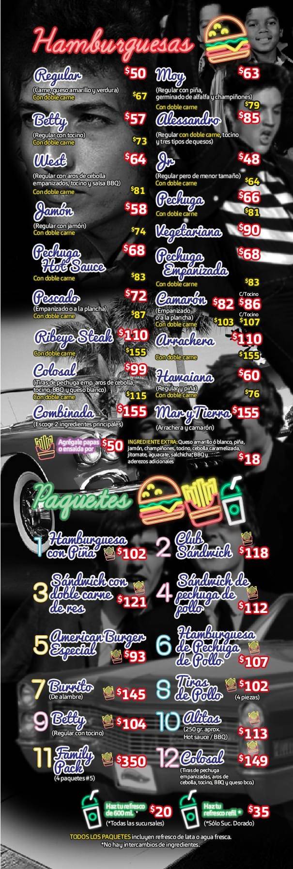 Carta del restaurante Amerix Burger Municipio Libre, Aguascalientes, Av ...