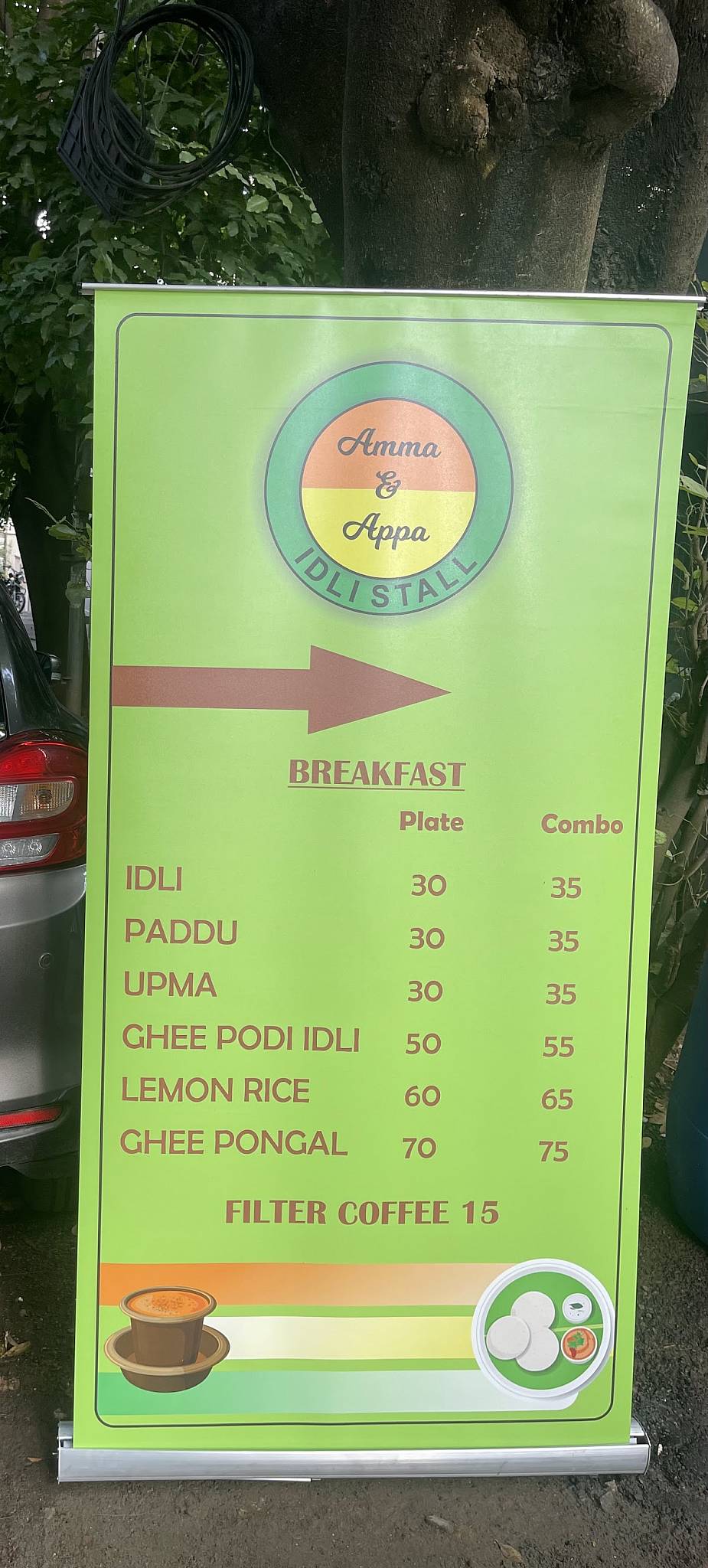 Menu at Amma & Appa Idli Stall, Bengaluru