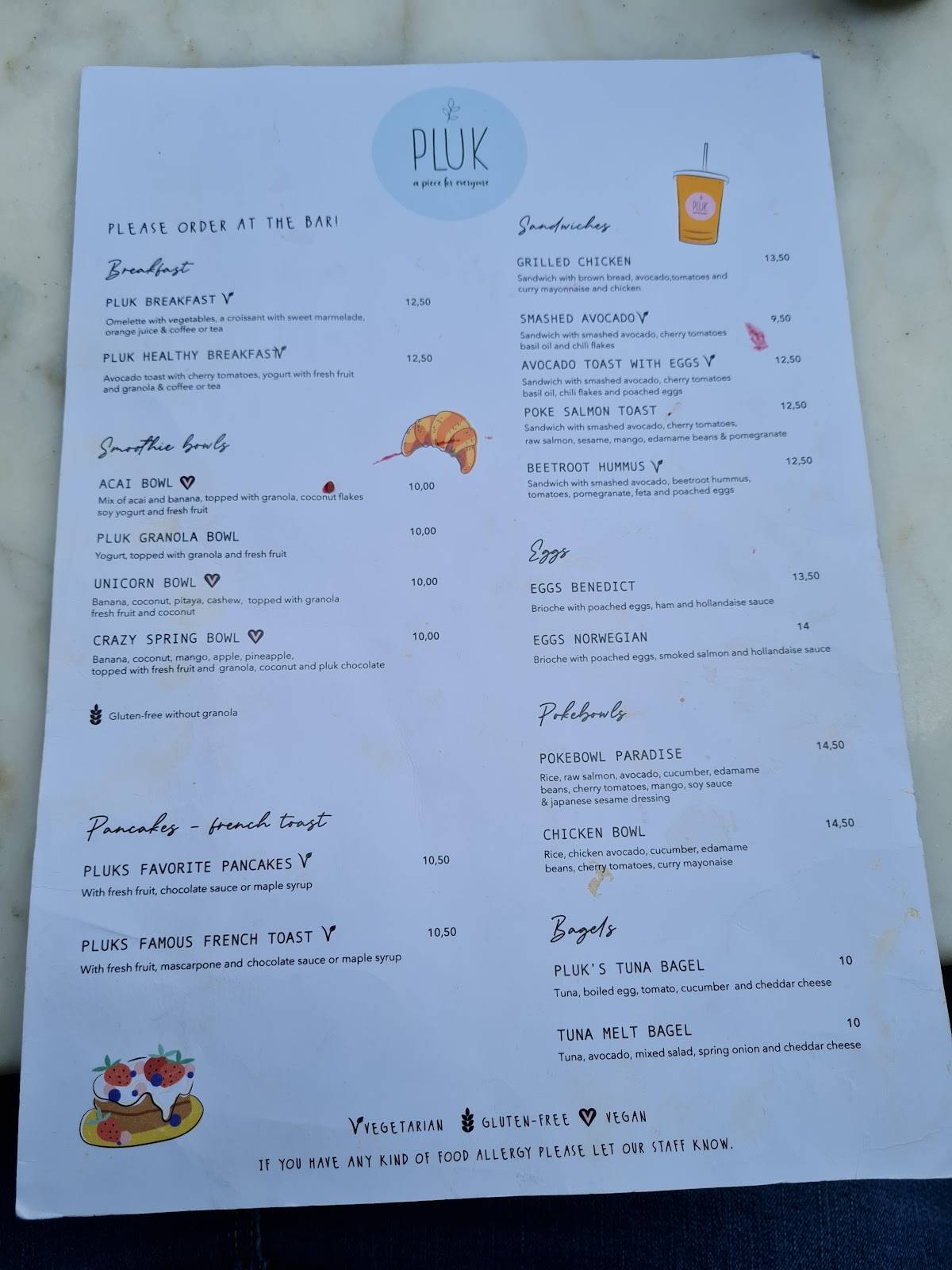 Speisekarte von Pluk, Amsterdam, Berenstraat 19