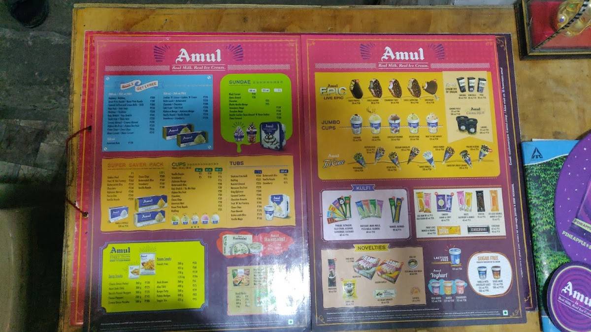 Menu at Amul Icecream Centre, Jasai