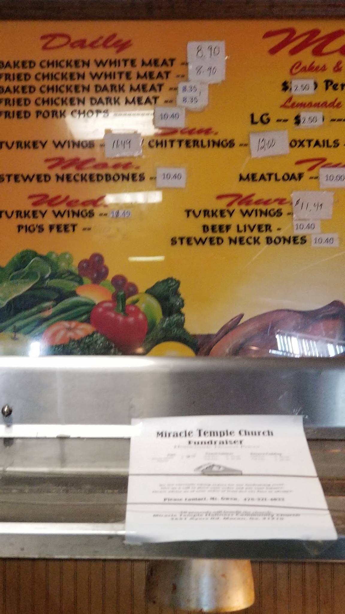 Menu at Anderson's Diner restaurant, Macon, Pio Nono Ave