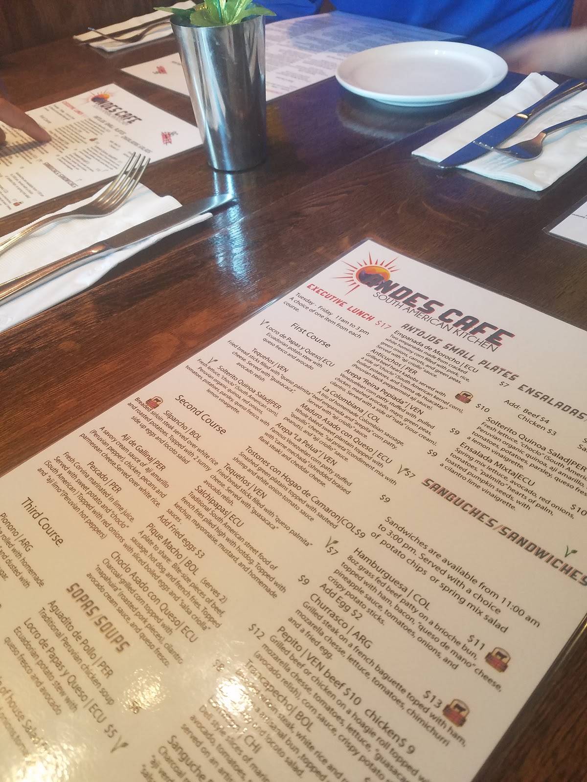 Menu at Andes Cafe, Houston, 401 Franklin St Ste 1275