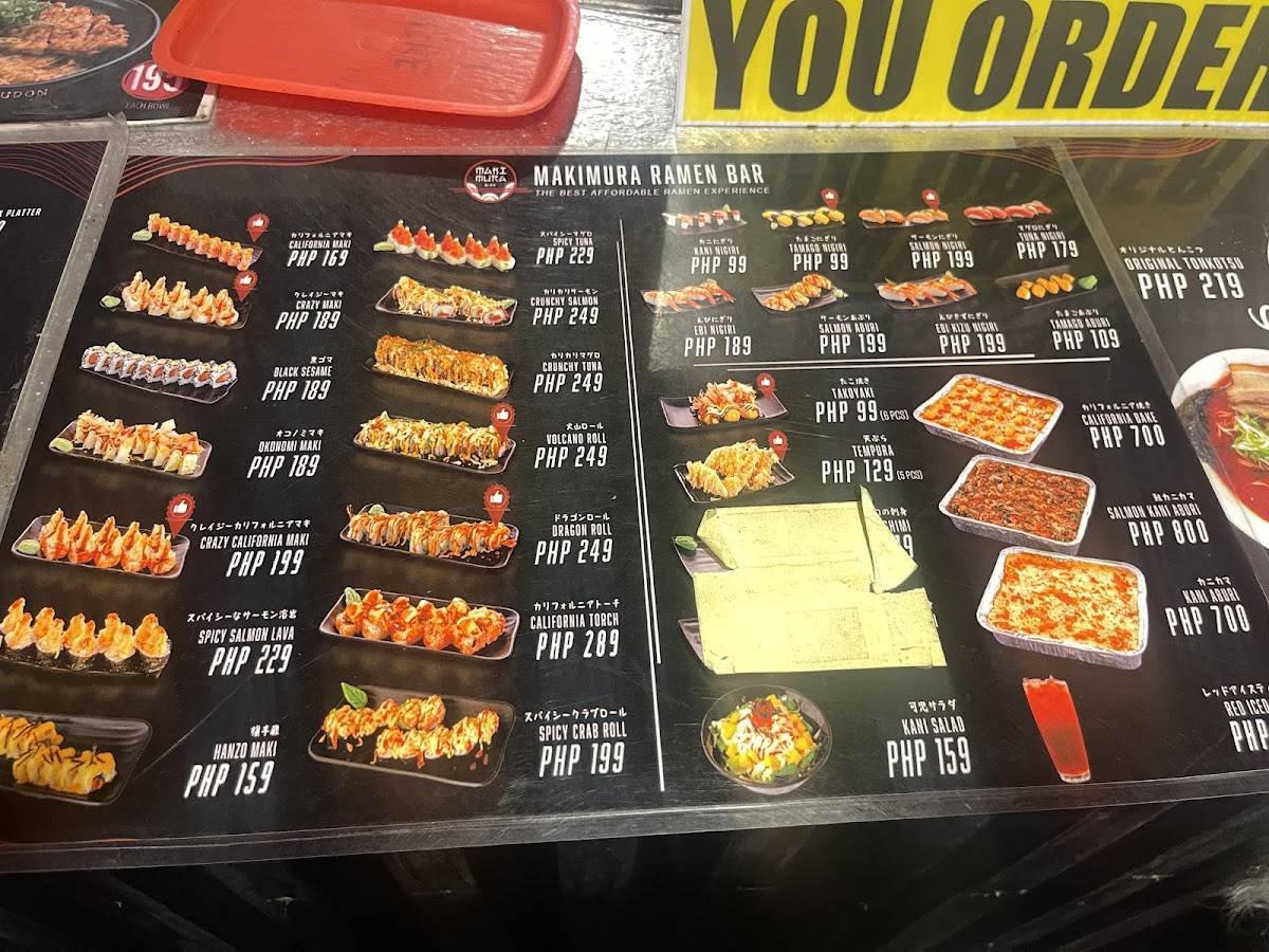 Menu at Makimura Ramen Bar, Angeles, Tinio Building