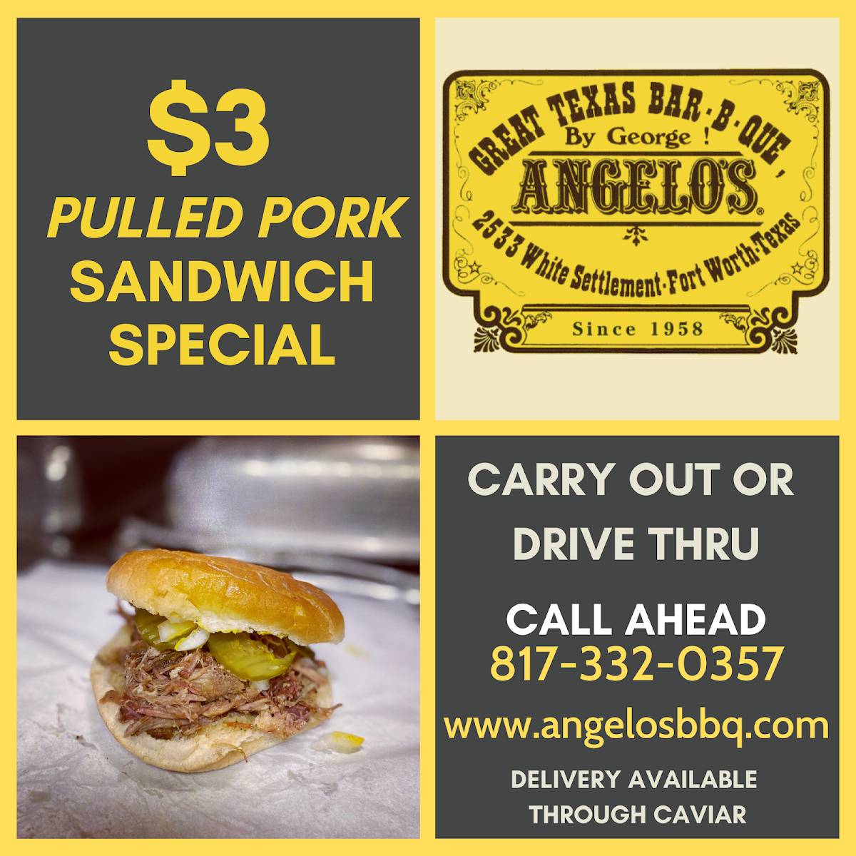 Menu at Angelo's Bar-B-Que, Fort Worth