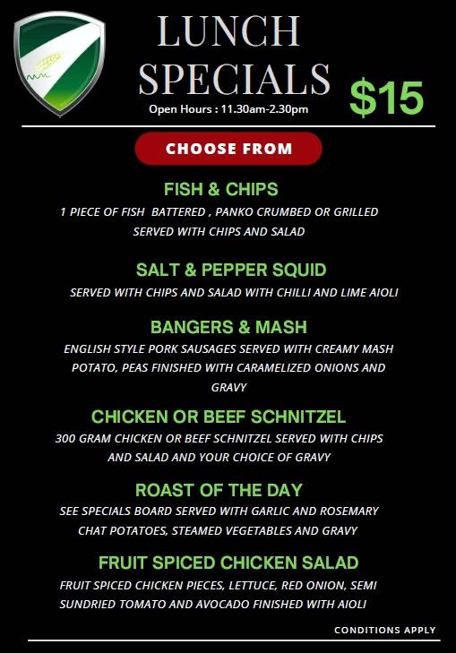 Menu at Angle Vale Tavern restaurant, Angle Vale