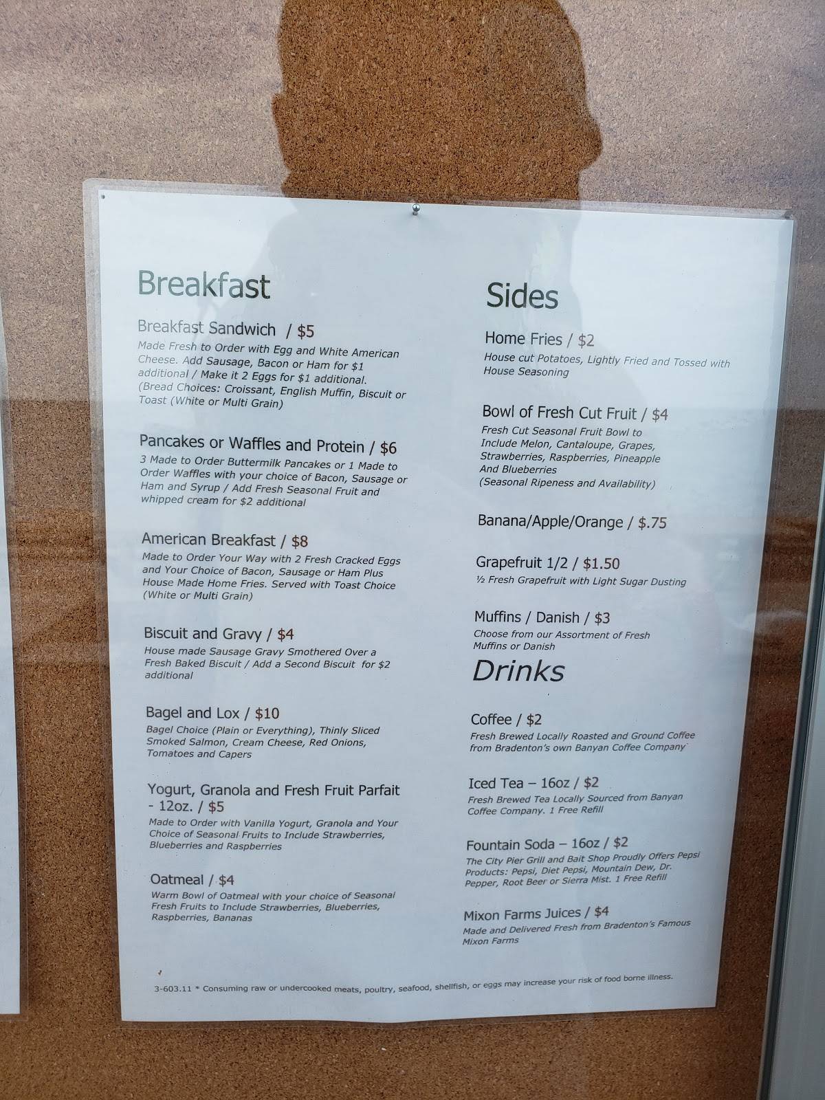 Menu at City Pier Grill and Bait pub & bar, Anna Maria