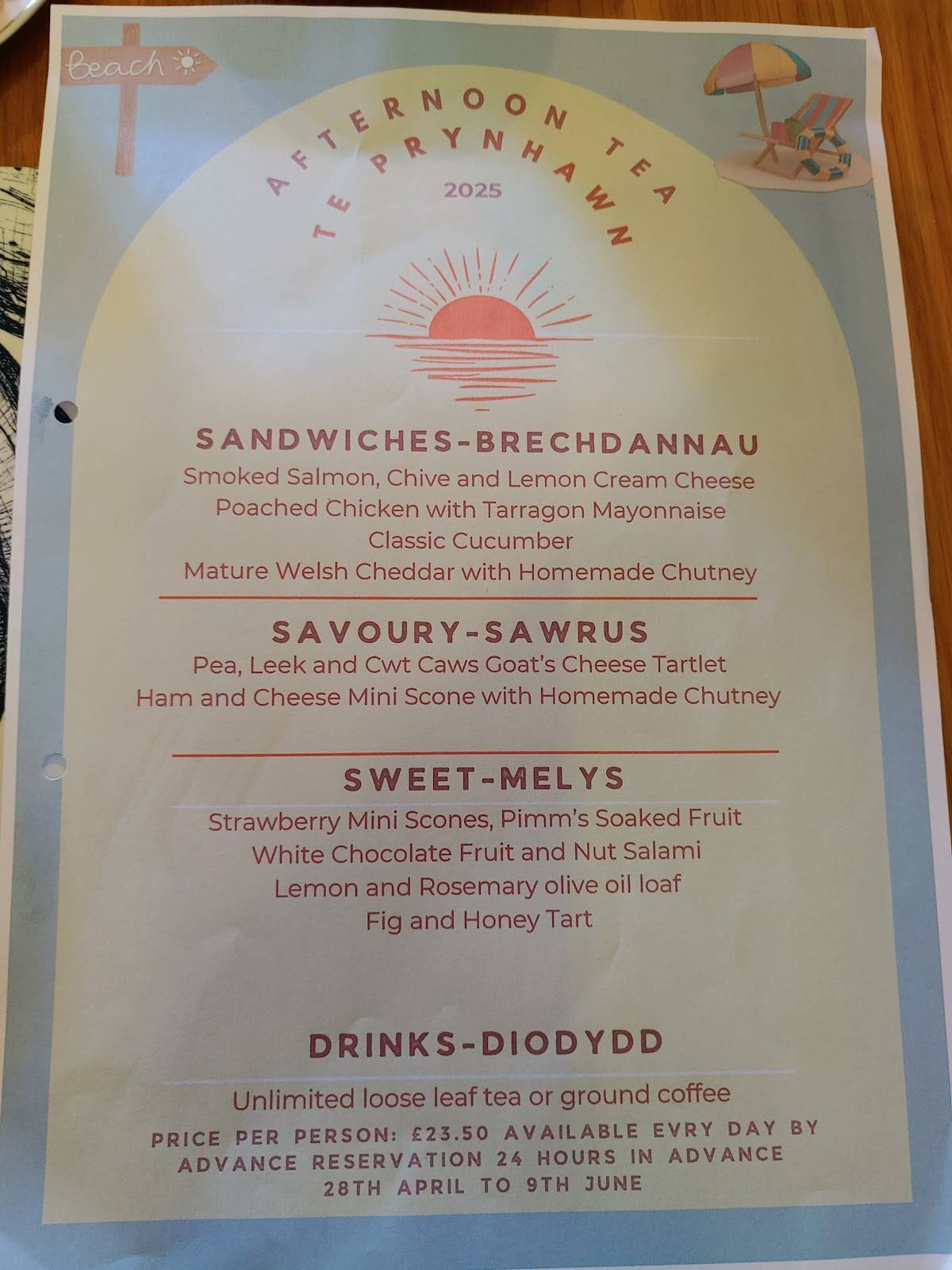 Menu at Ann's Pantry cafe, Moelfre