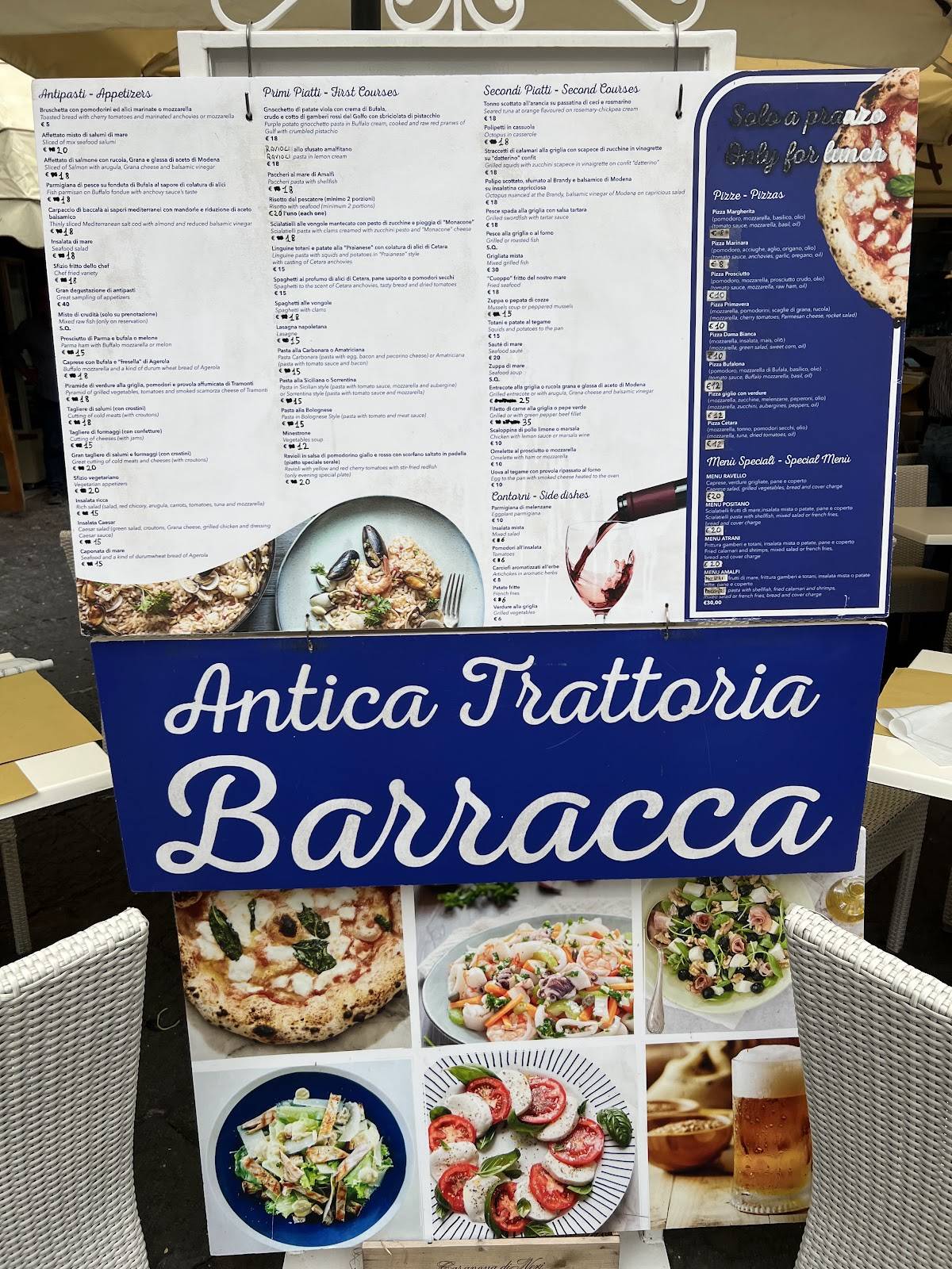 Speisekarte von Antica Trattoria Barracca, Amalfi