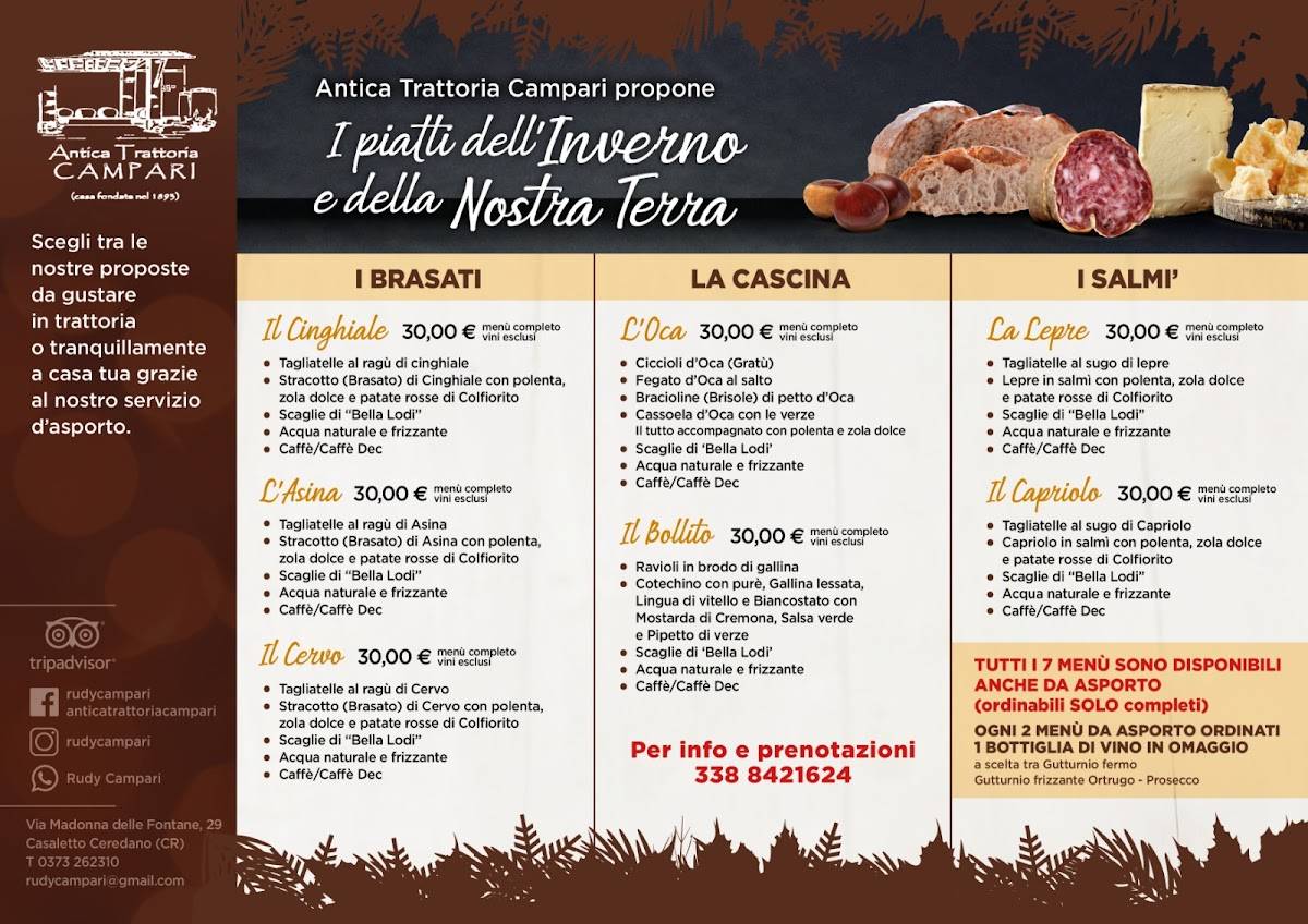 Menu da Antica Trattoria Campari ristorante, Casaletto Ceredano