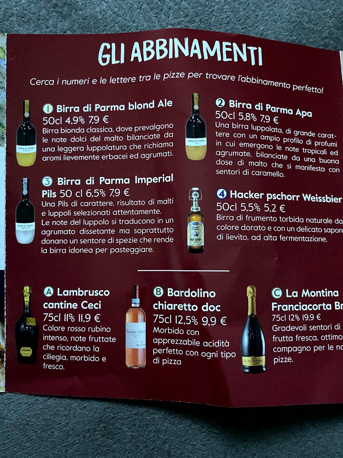 Menu da Pizzeria Farina Del Mio Sacco, Aosta