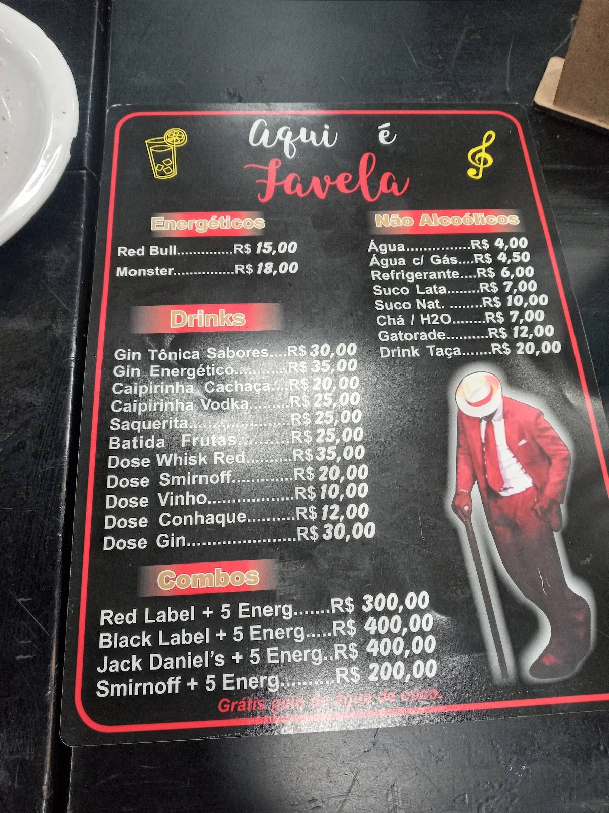 Menu at Aqui é favela pub & bar, Santos