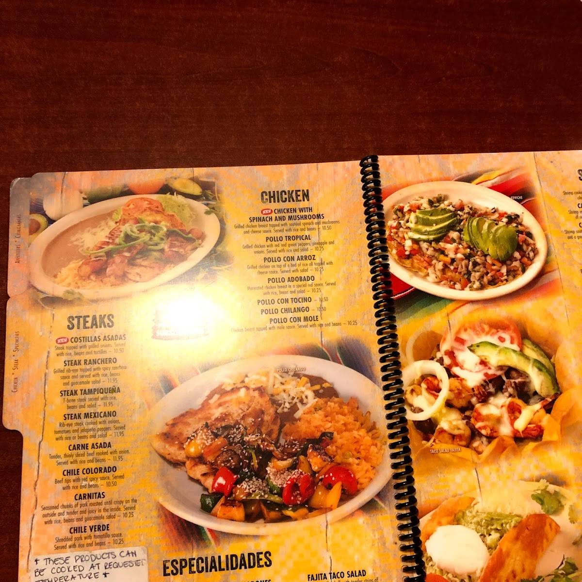Menu at Elena's Mexican Grill restaurant, Arden, Hendersonville Rd