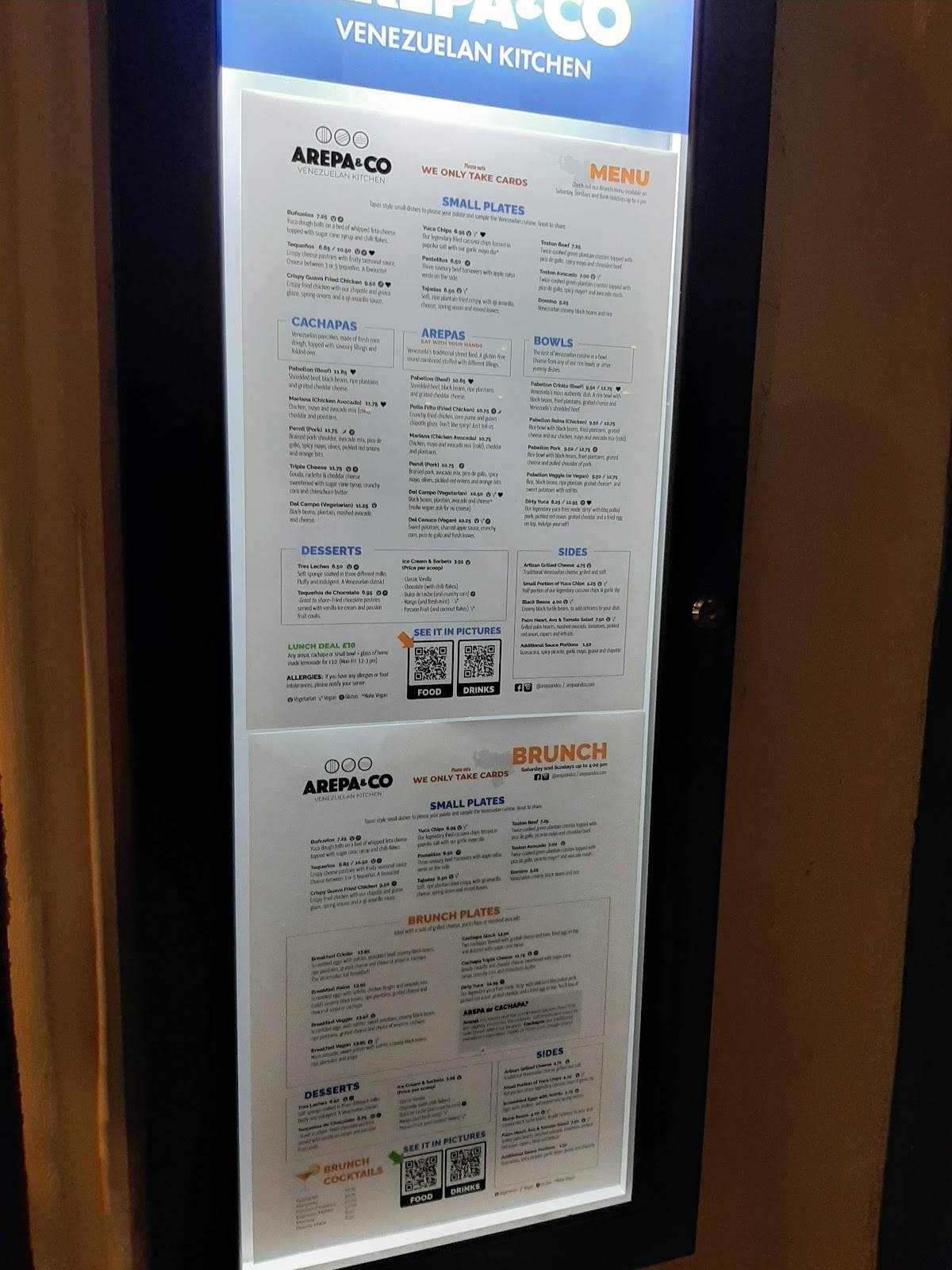 Menu at Arepa & Co Venezuelan Restaurant - Stockwell, London