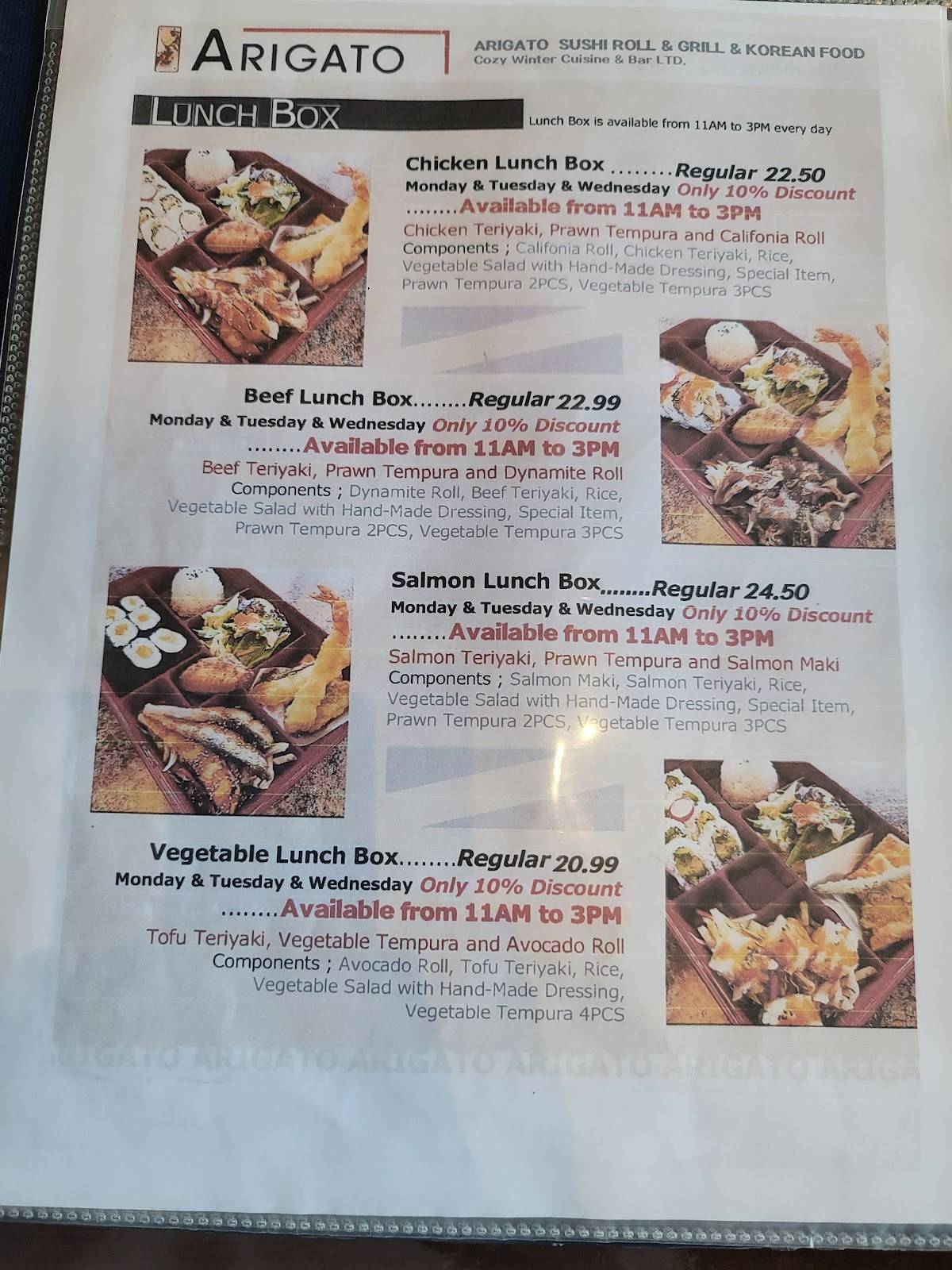 Menu at Arigato-2 (Cozy winter cuisine &Bar Ltd. ), Regina