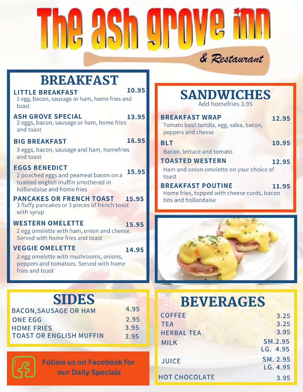 Menu at Ash Grove Inn restaurant, Barry's Bay