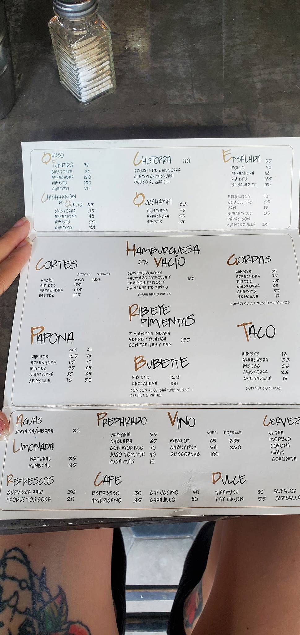 Menu at Así & Asado steakhouse, Zapopan