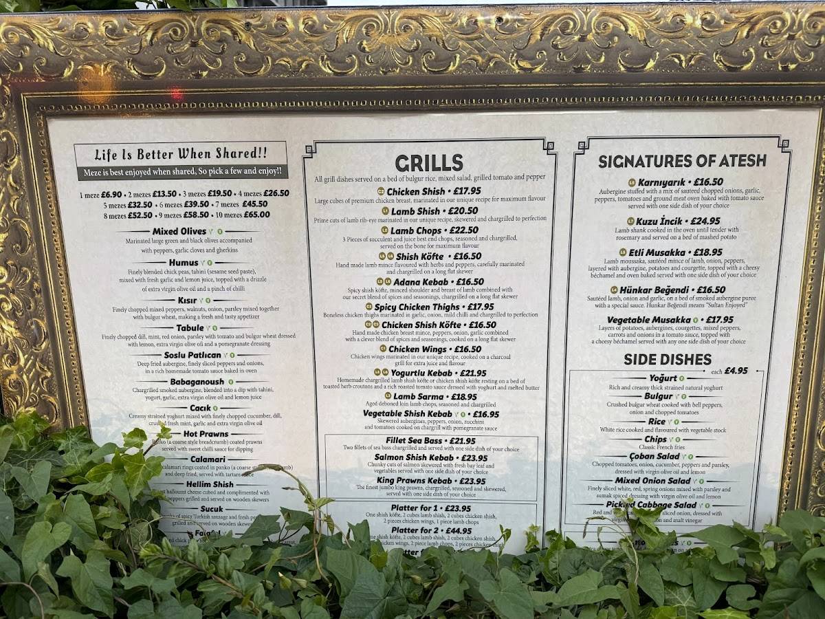 Menu at Atesh Turkish Restaurant (Croydon), Croydon